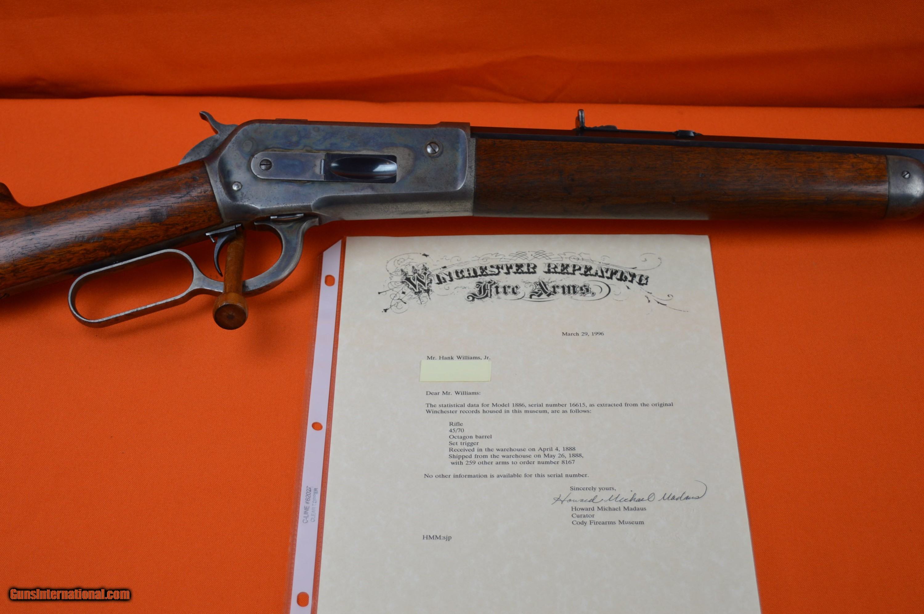 Hank Williams Jr Collection Winchester 1886 45-70 Mfg.1888 with ...