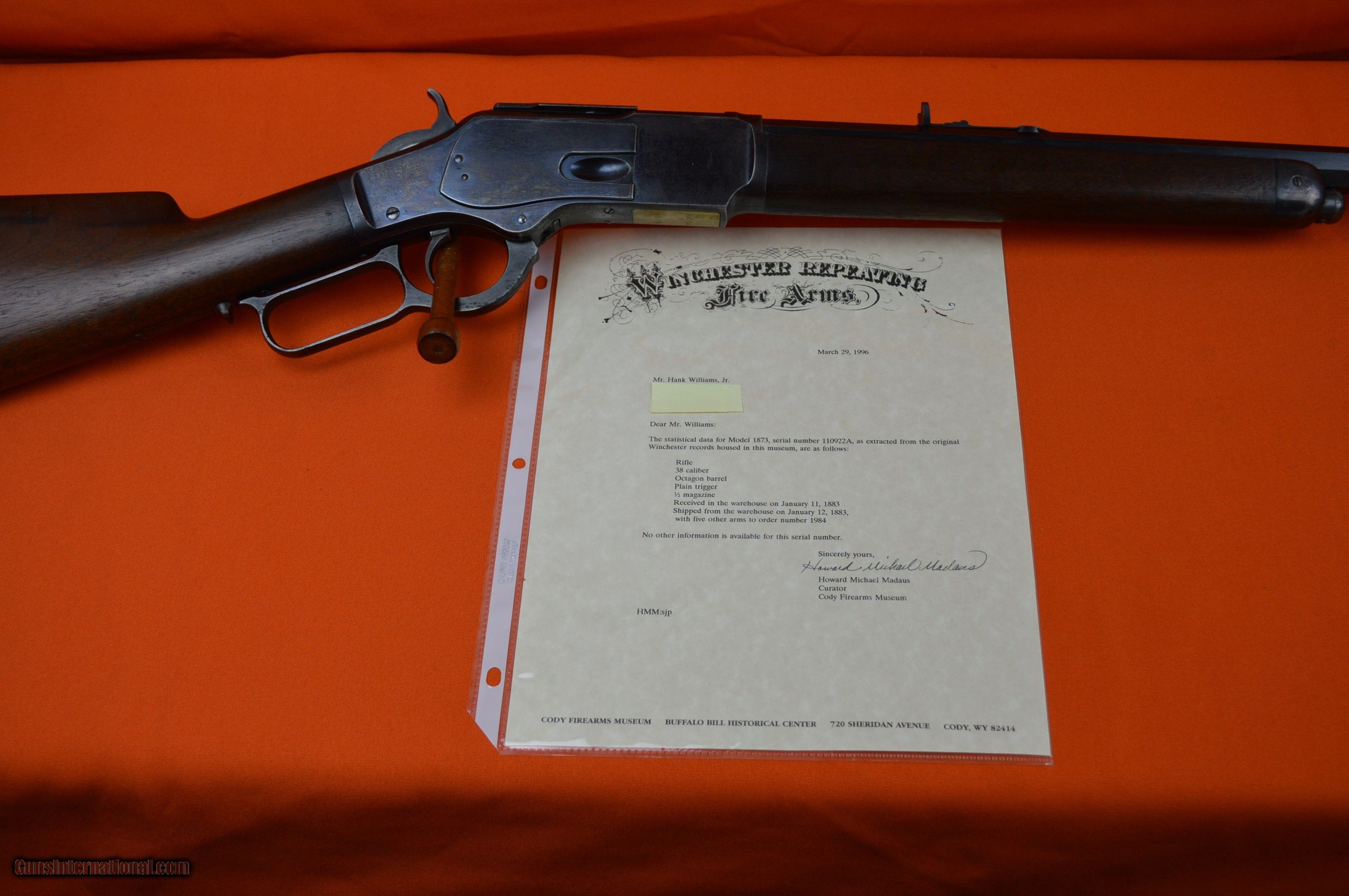 Hank Williams Jr Collection Winchester 1873 38-40 3rd Model with Win ...