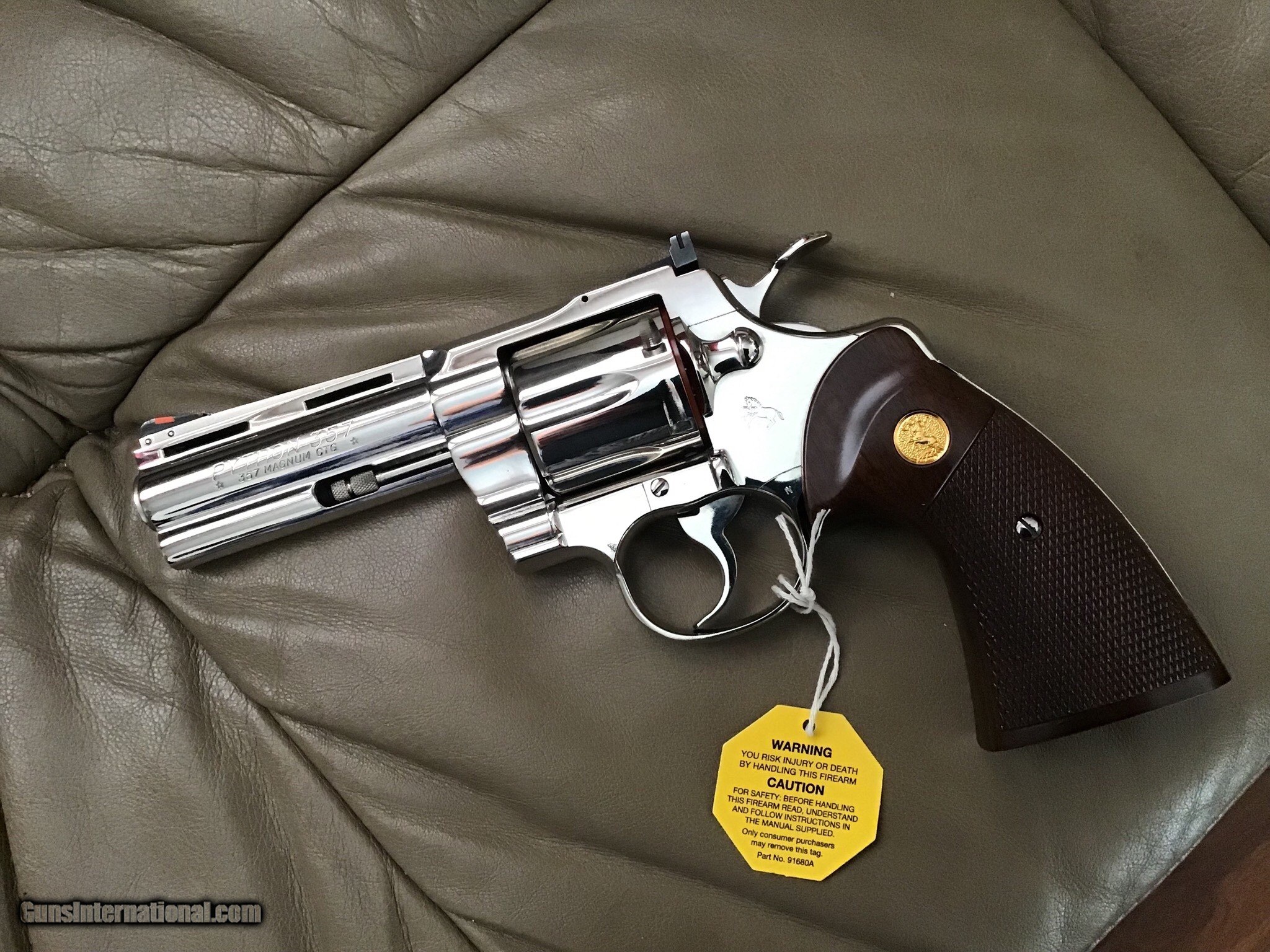 COLT PYTHON 357 MAGNUM, 4” BRIGHT NICKEL, MFG. 1979, NEW UNFIRED ...