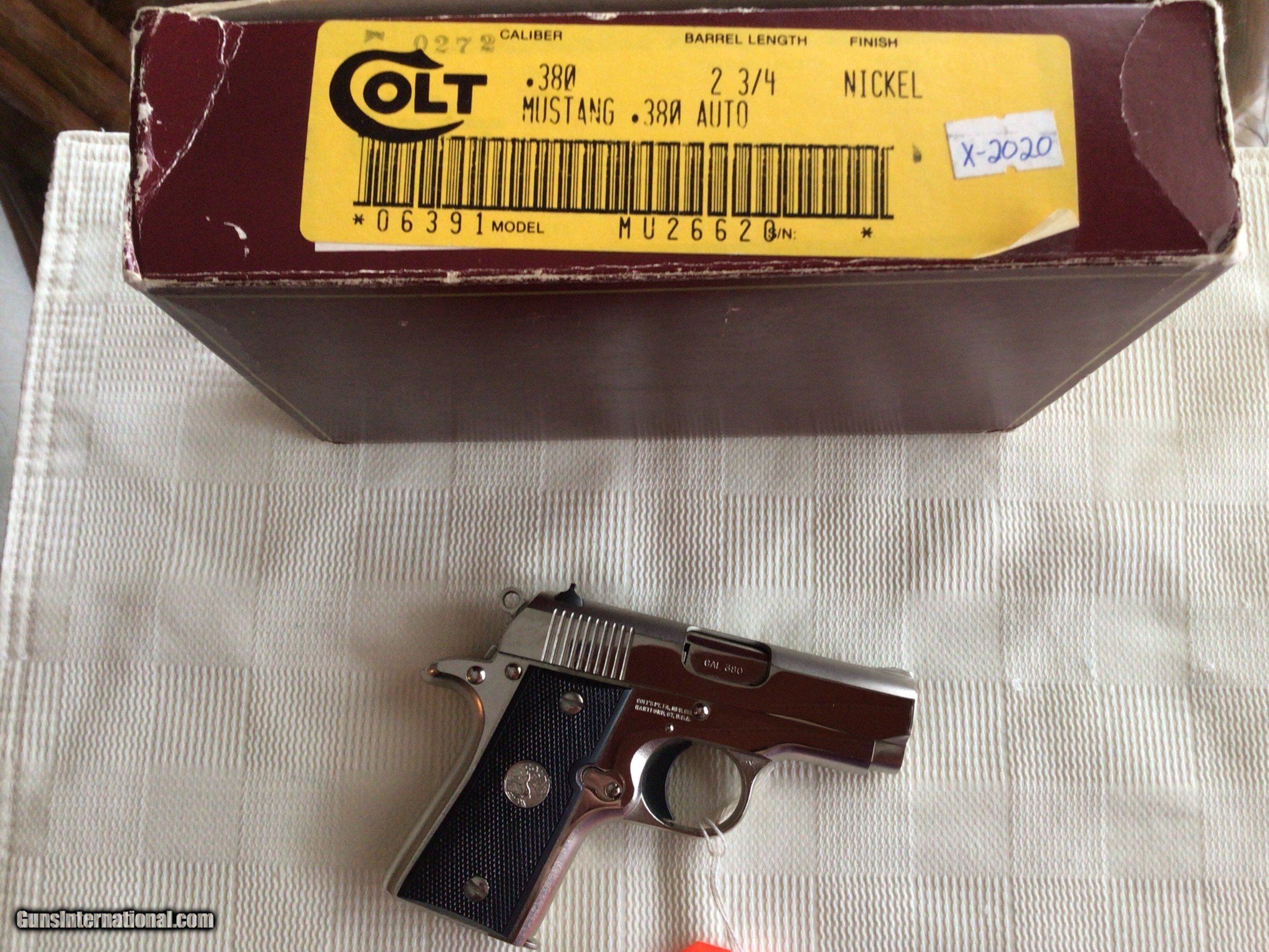 COLT MUSTANG 380 CAL., BRIGHT NICKEL, NEW UNFIRED IN BOX, WITH OWNERS ...