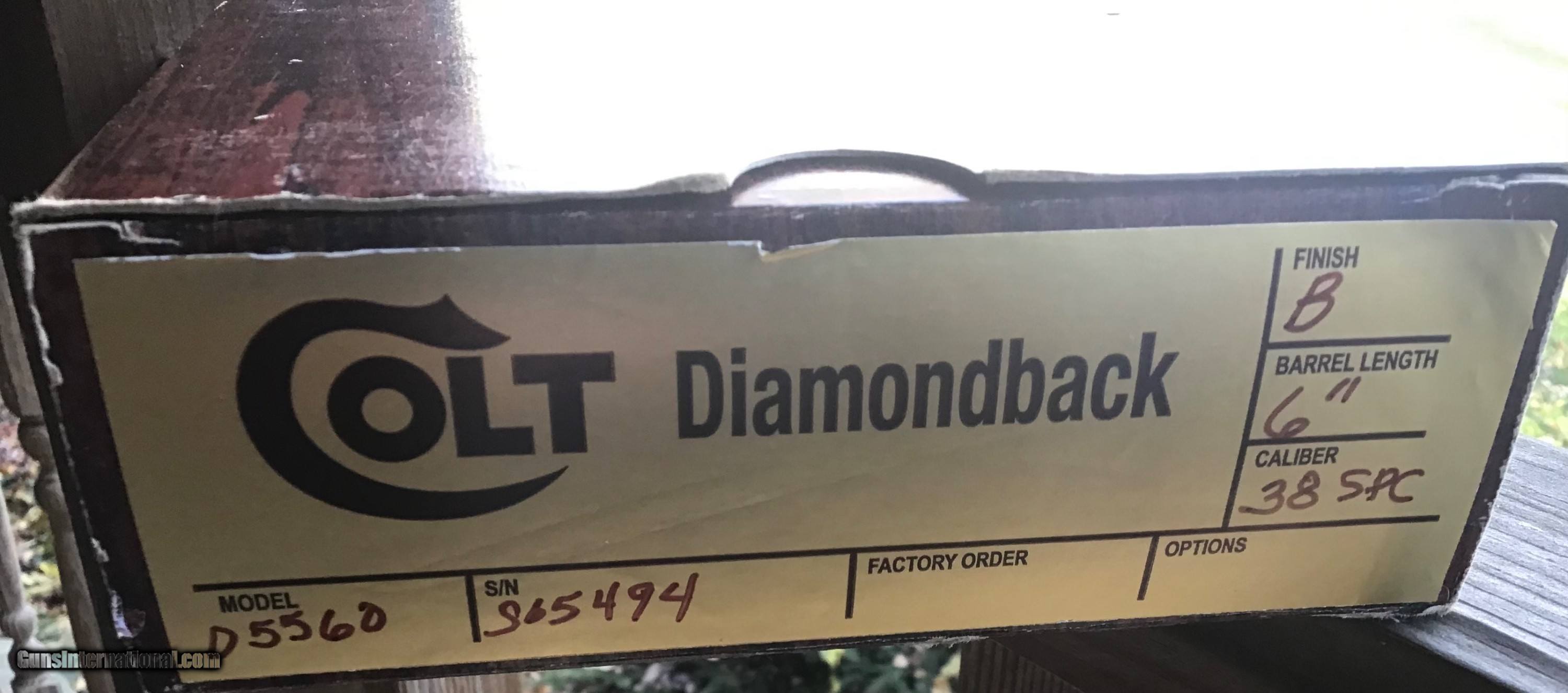 COLT DIAMONDBACK 38 SPC., 6” BLUE, NEW IN THE BOX WITH OWNERS MANUAL ...
