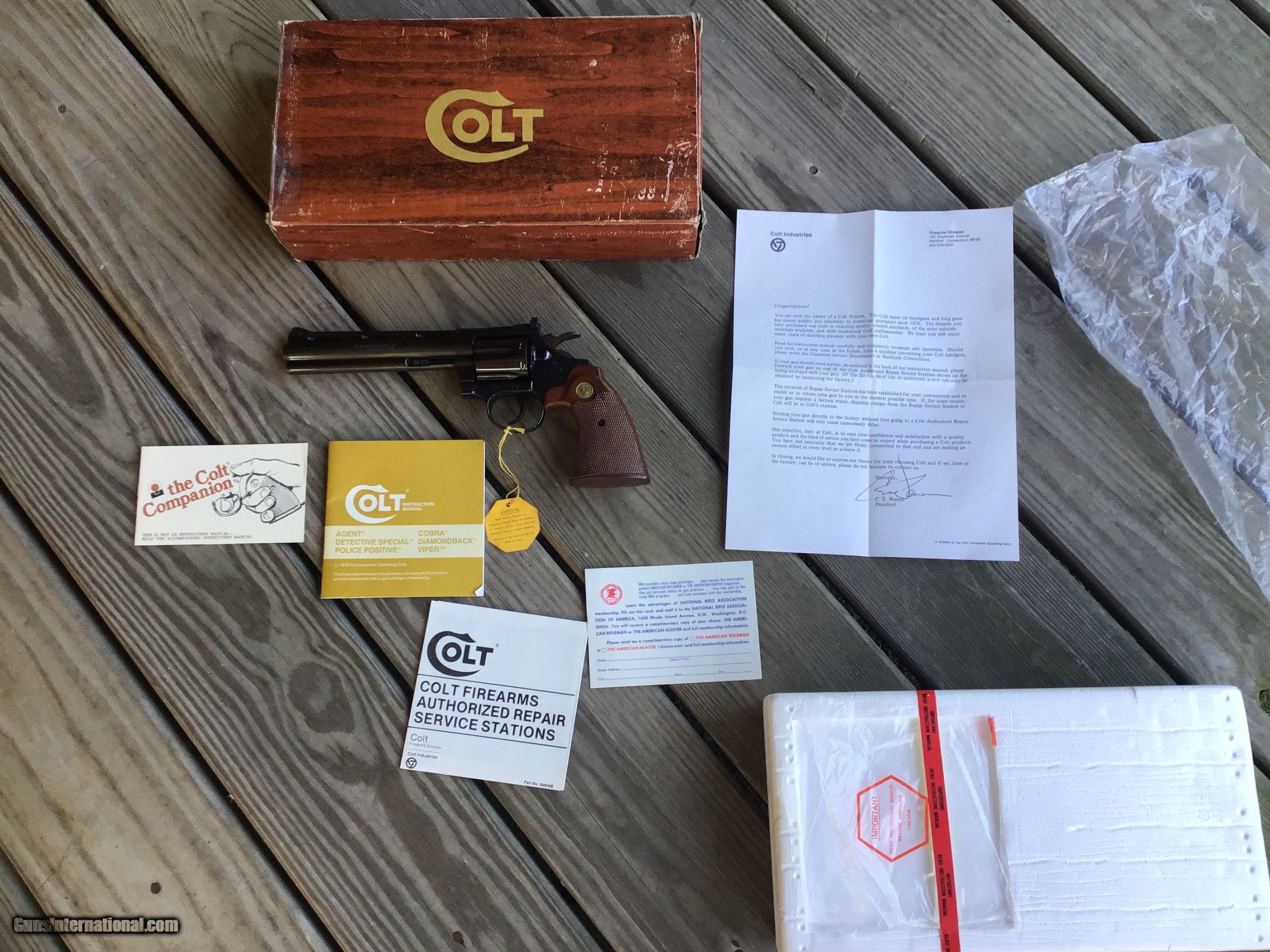 COLT DIAMONDBACK 38 SPC. 6” BLUE, NEW IN THE BOX, WITH OWNERS MANUAL ...