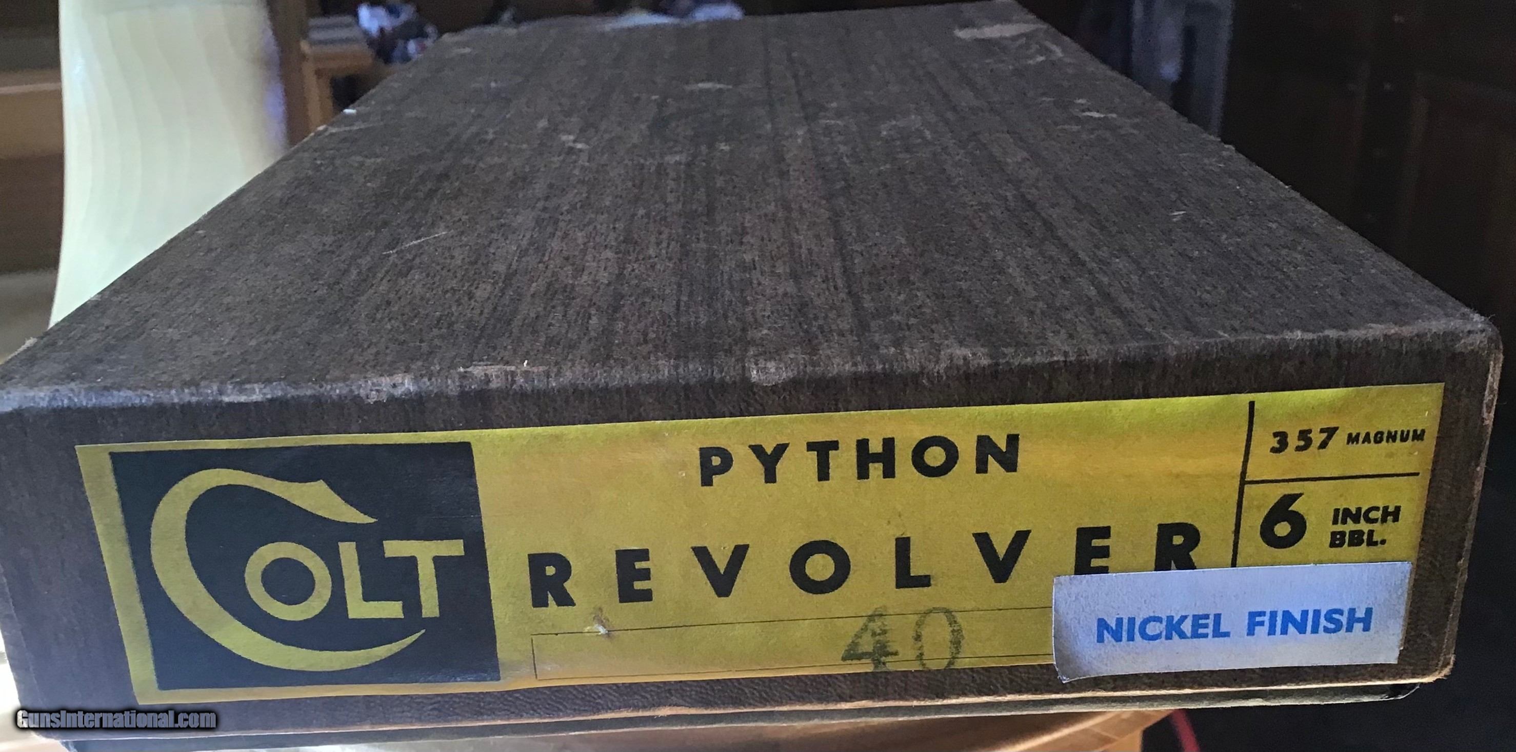 COLT PYTHON 357 MAGNUM 6” BRIGHT NICKEL, MFG. 1968, NEW IN THE BOX WITH ...