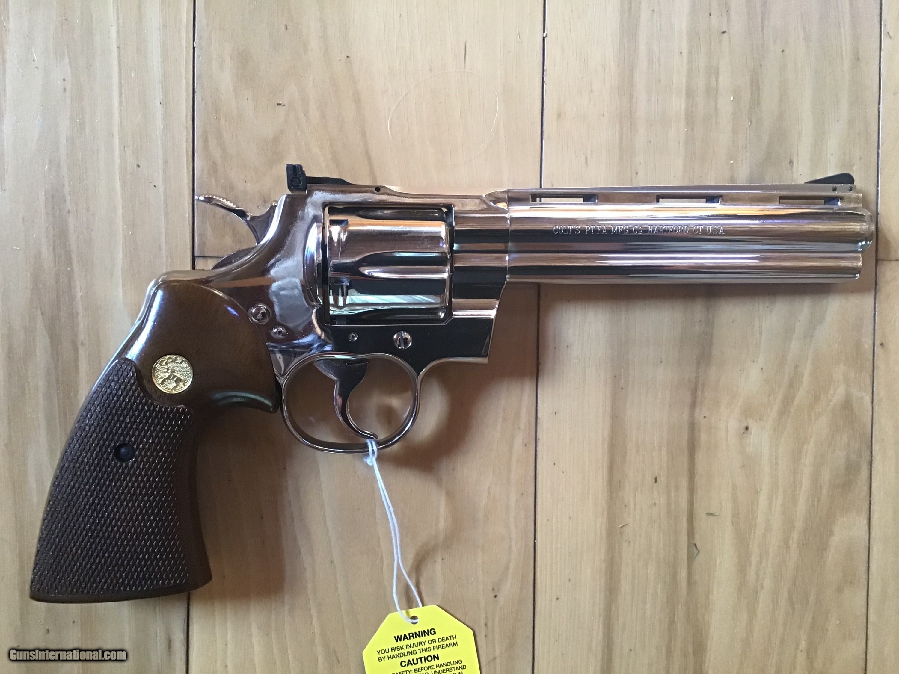 COLT PYTHON 357 MAGNUM 6” BRIGHT NICKEL, MFG. 1968, NEW IN THE BOX WITH ...
