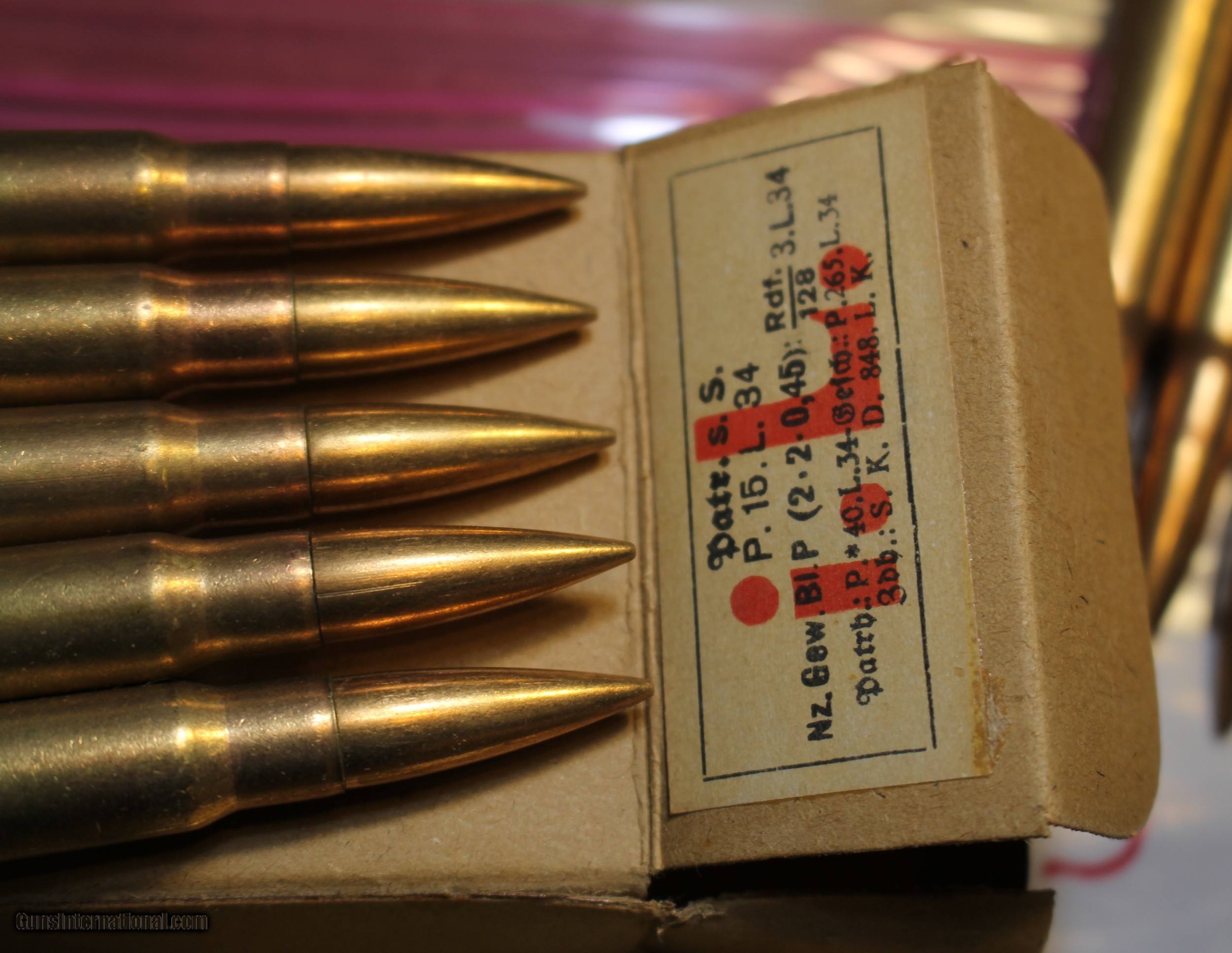 Wartime WWII 7.92×57mm Mauser s.S. Patrone 4 Boxes of 15 Rds each or 60 ...