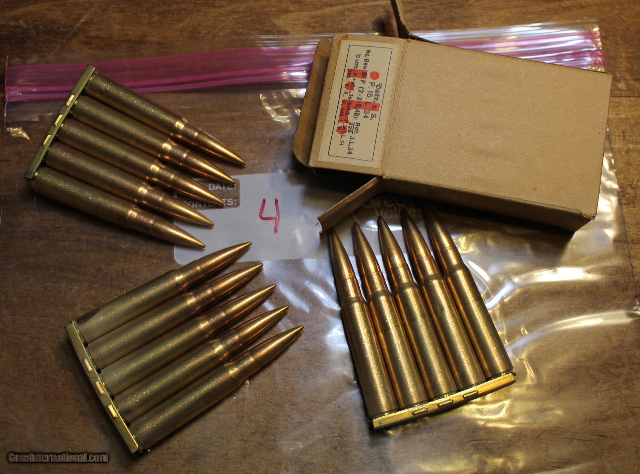 Wartime WWII 7.92×57mm Mauser s.S. Patrone 4 Boxes of 15 Rds each or 60 ...