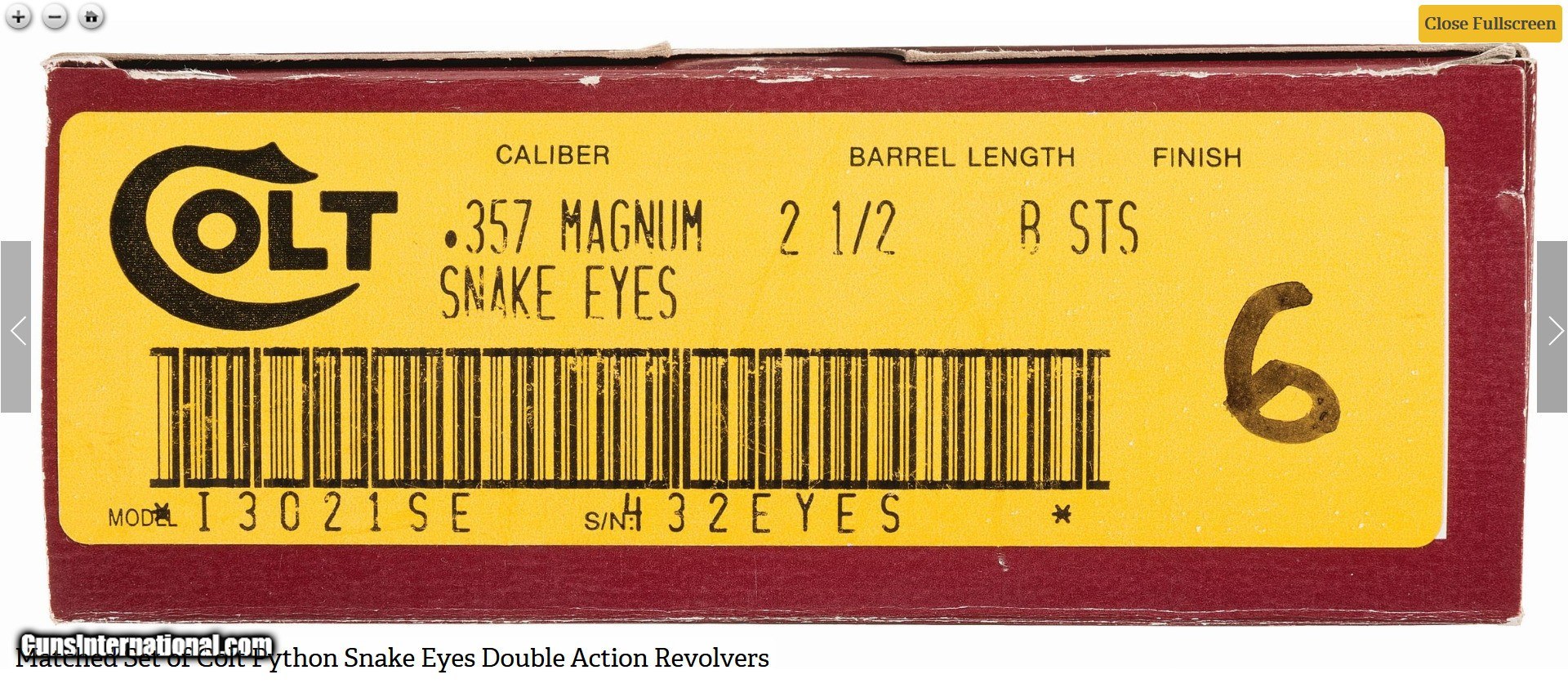 Colt Snake Eyes Set with presentation Box & accessories; regular pistol ...