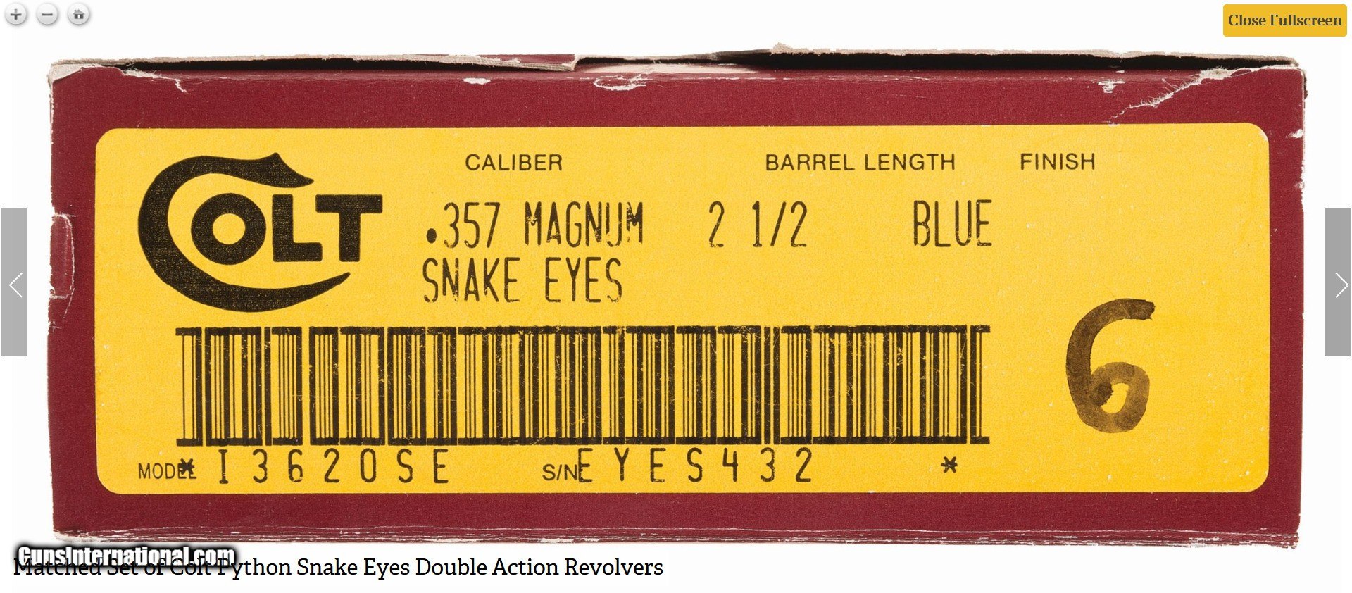 Colt Snake Eyes Set with presentation Box & accessories; regular pistol ...