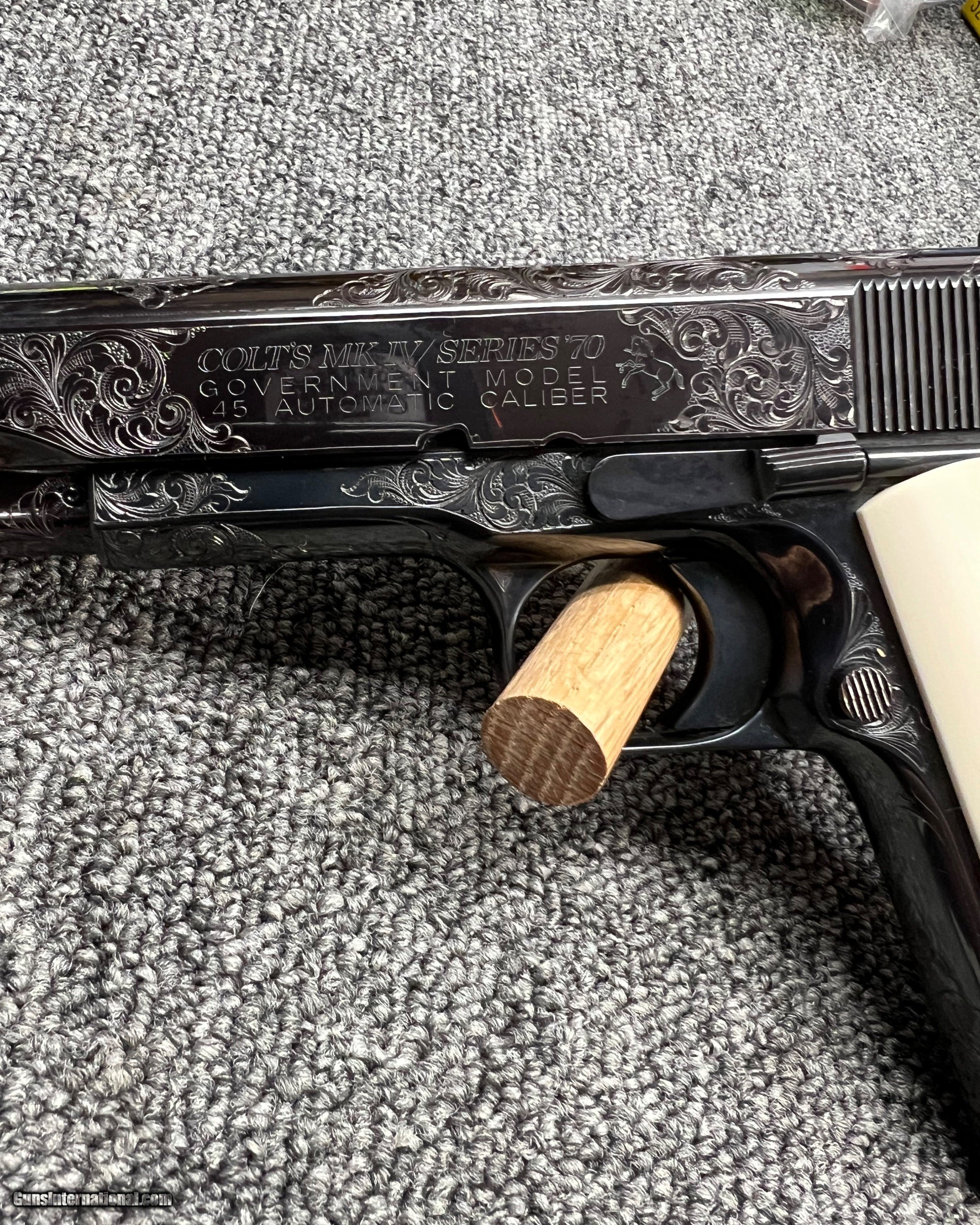 Colt Government Series 70 Factory "B" Engraved with/ Box, Ivory grips ...