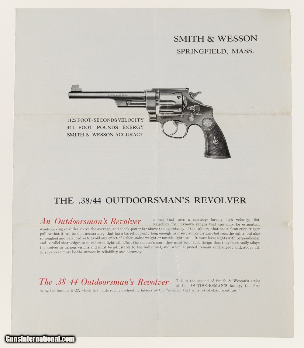 Smith & Wesson .38/44 Outdoorsman Brochure 1930's Box