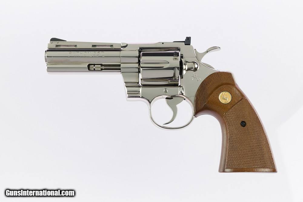 1976 Colt Python 4" Nickel .357 Magnum Box 99%