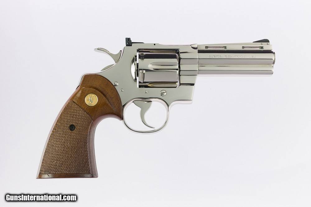 1976 Colt Python 4" Nickel .357 Magnum Box 99%