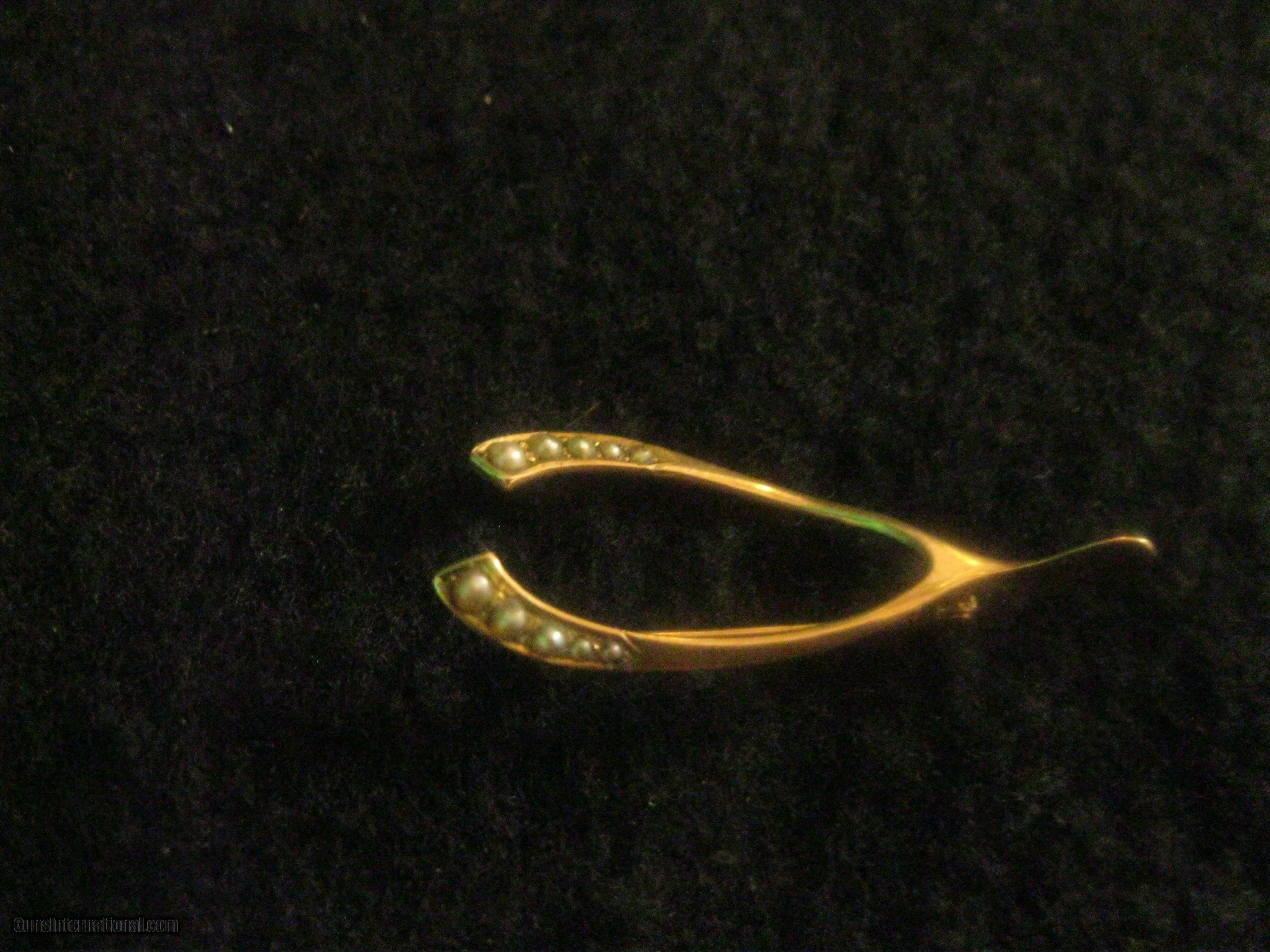 10K Gold Wishbone Pin Brooch Vintage