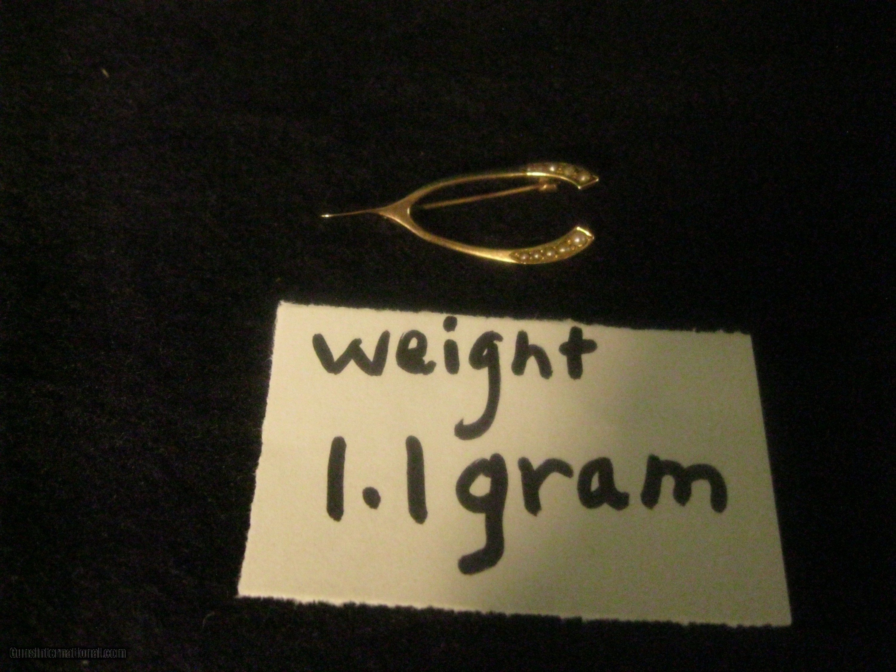 10K Gold Wishbone Pin Brooch Vintage