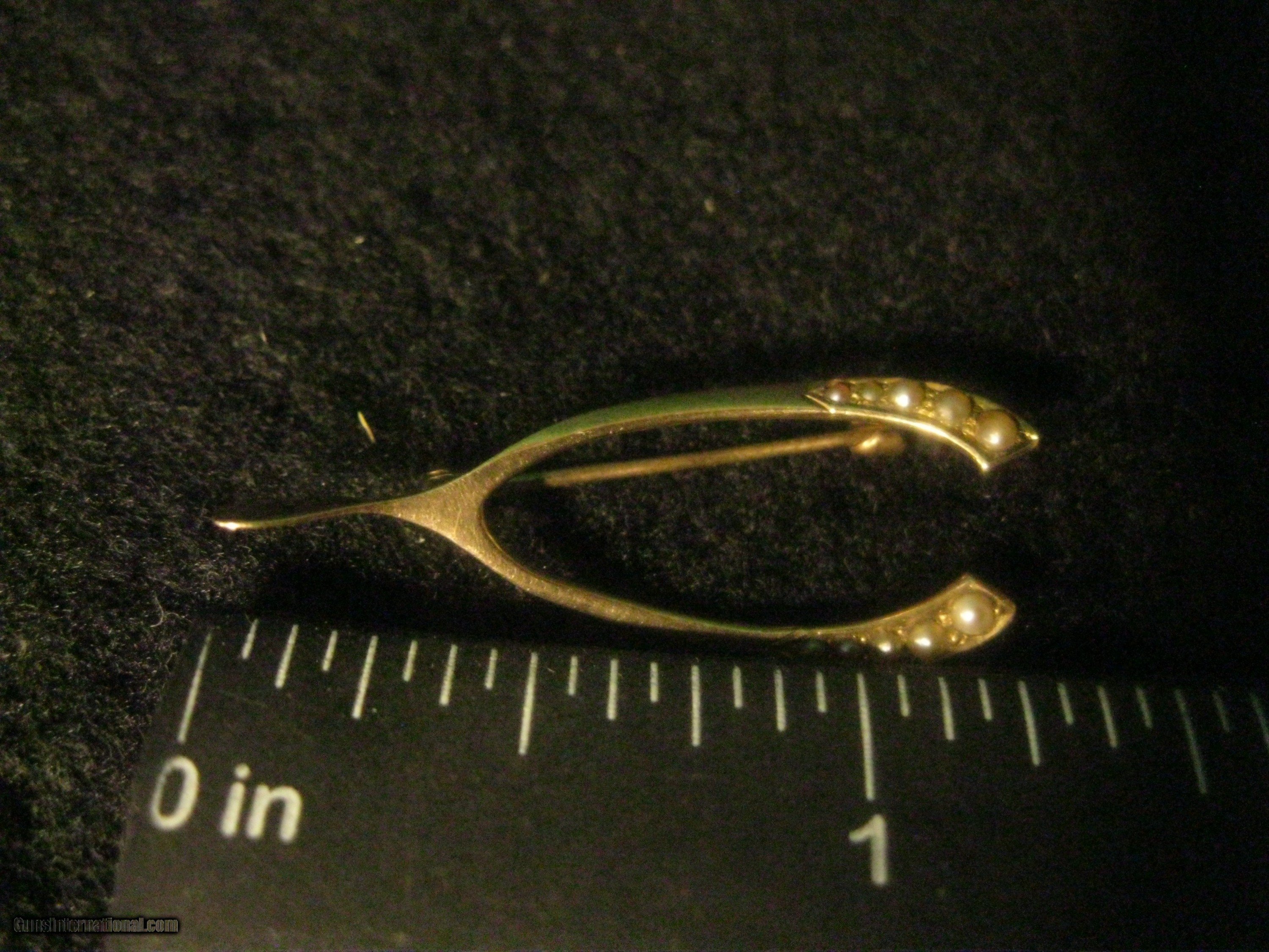 10K Gold Wishbone Pin Brooch Vintage