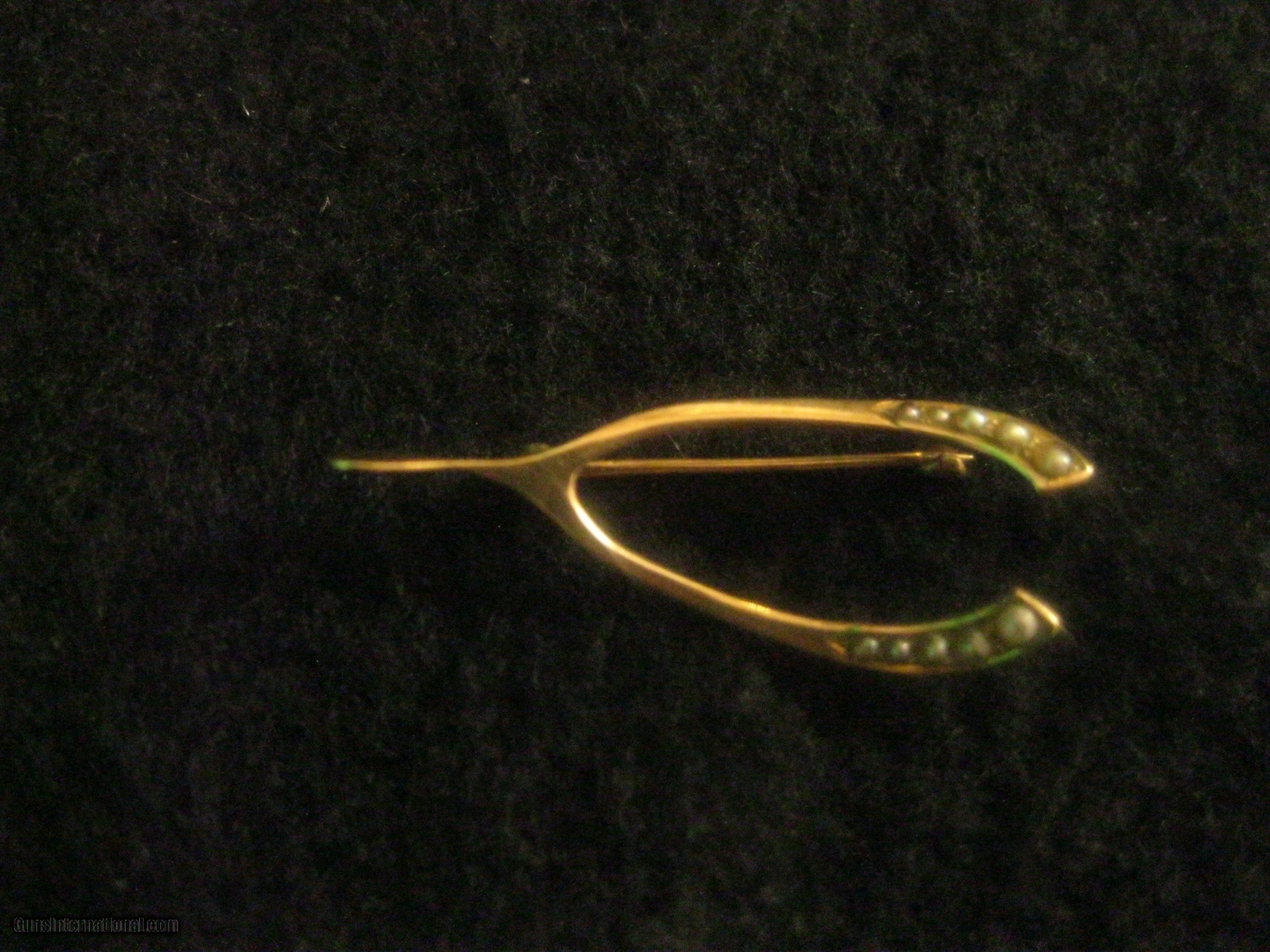 10K Gold Wishbone Pin Brooch Vintage for sale