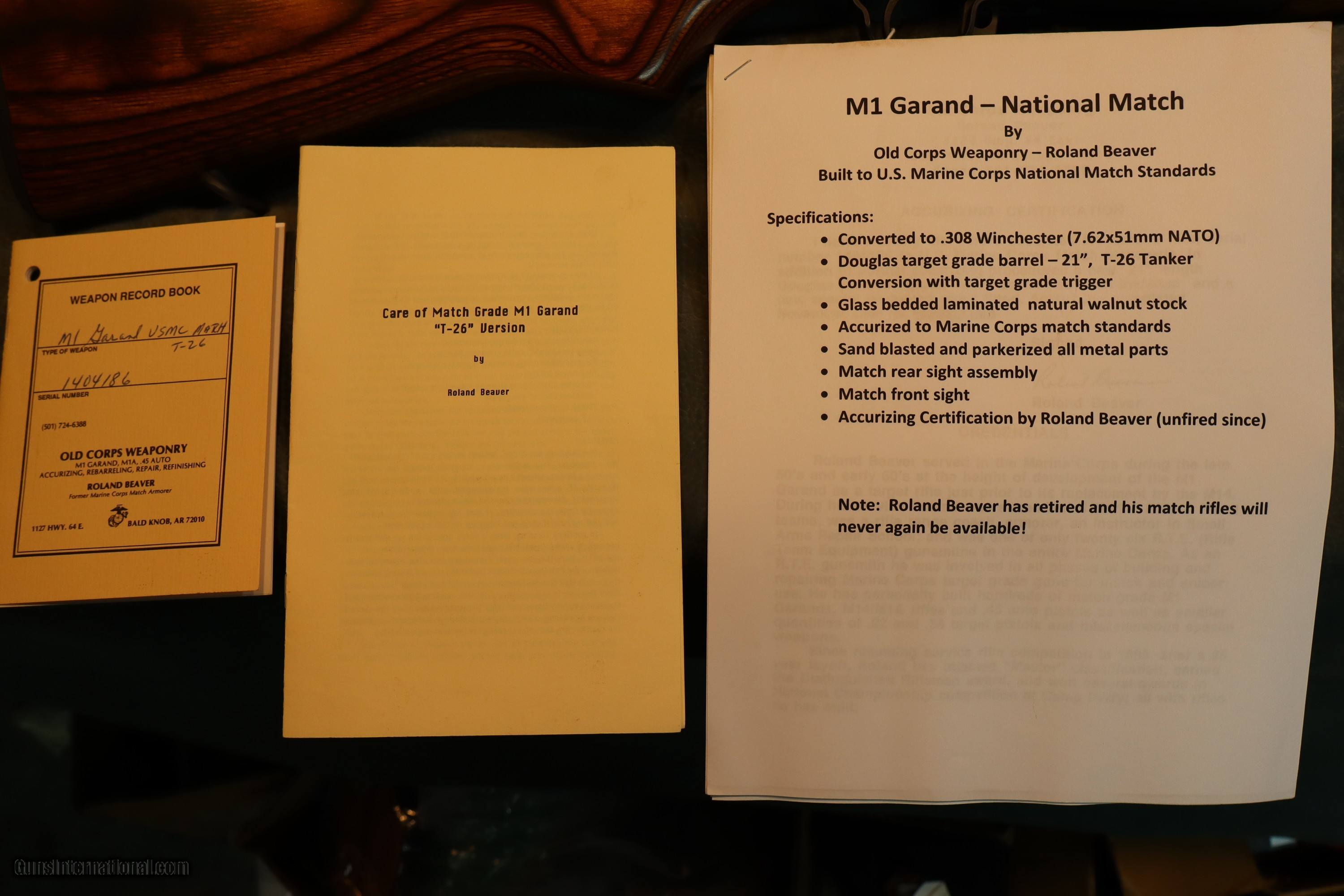 M1 Garand 308 National Match by Old Corps Weaponry-Roland Beaver