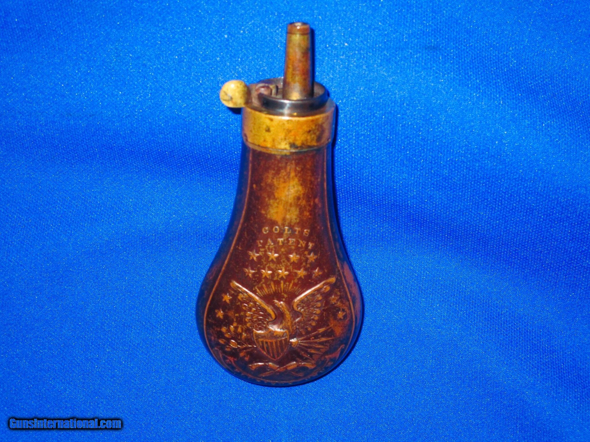 Civil War "Colt's Patent" Marked Eagle & Stars Powder Flask for A Colt ...