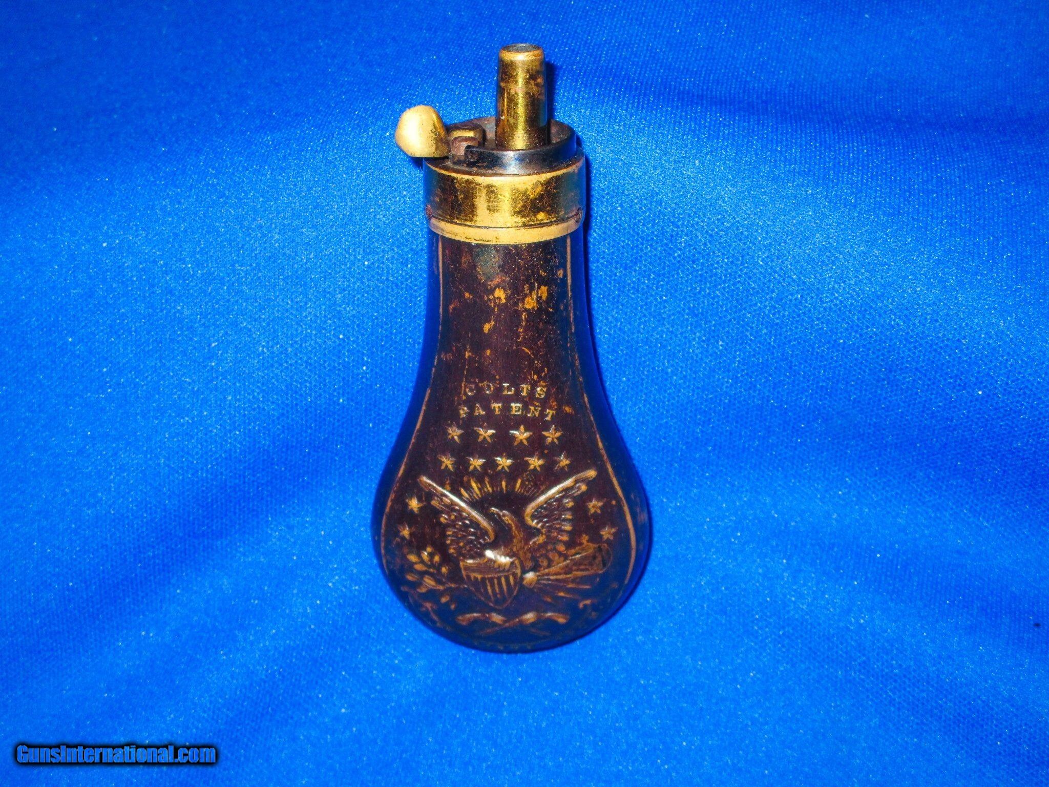 Early Civil War Colt's Patent" Marked Eagle & Stars Powder Flask For A ...