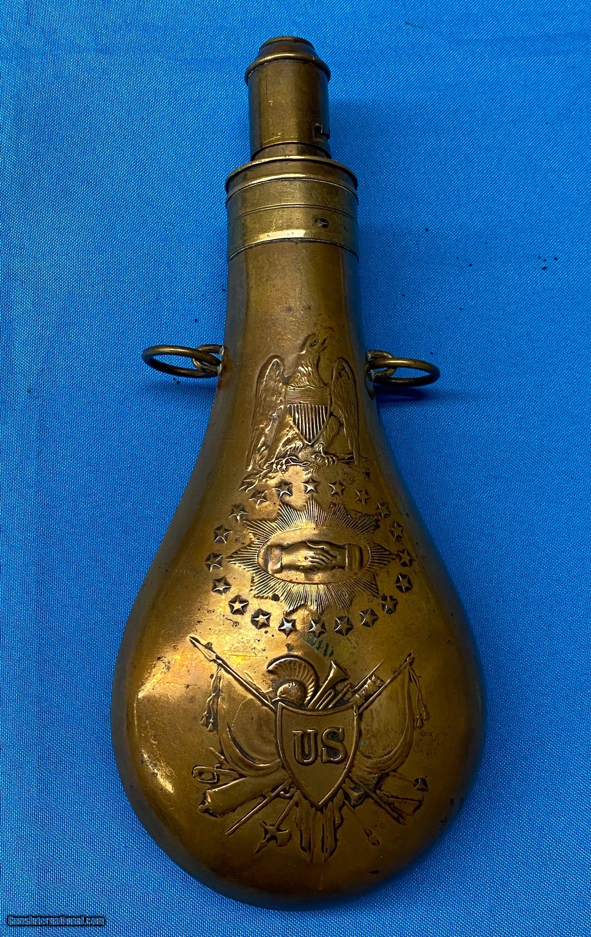 Civil War era Batty Martial Peace Powder Flask