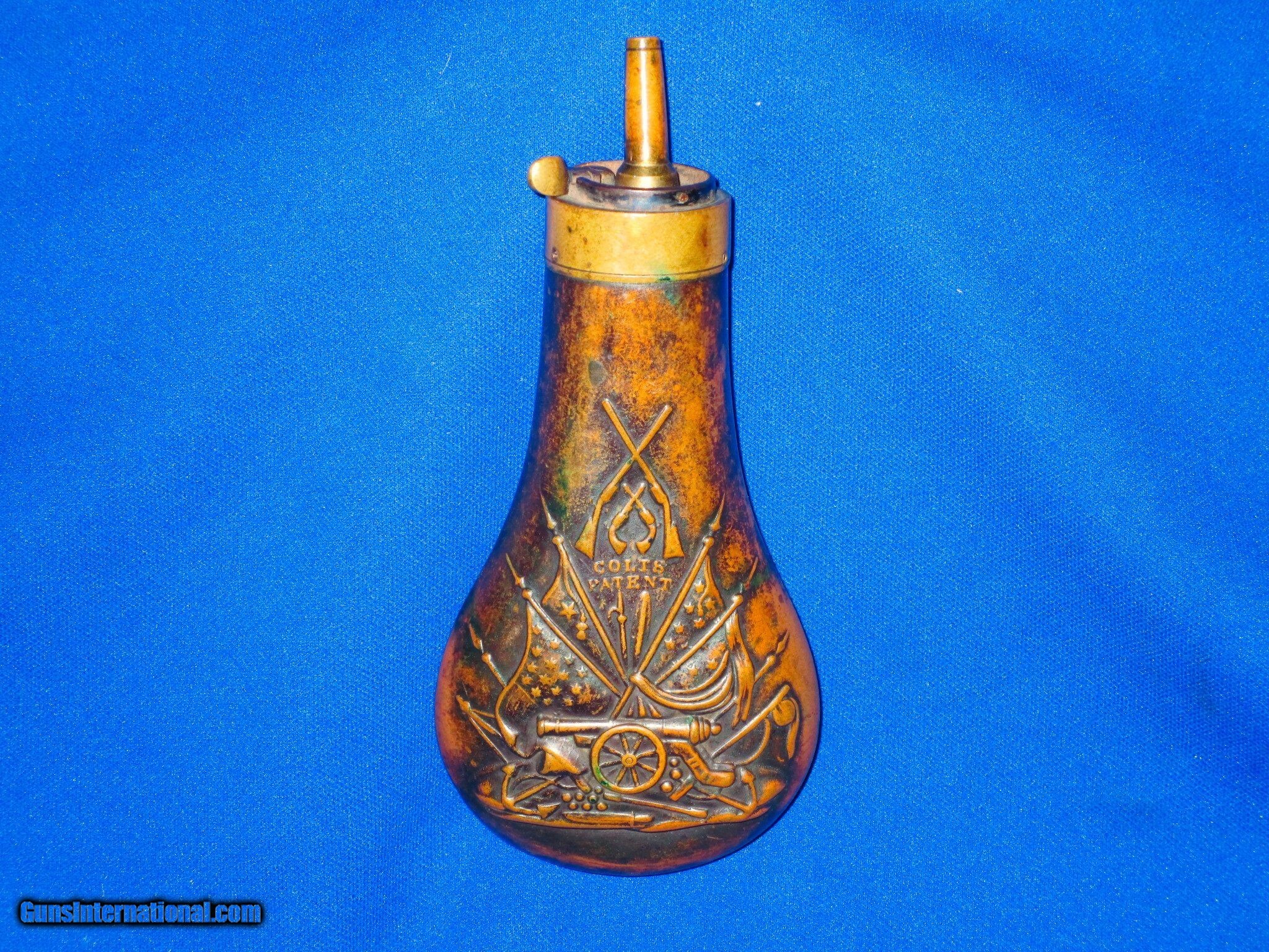 An Early Civil War "Colt's Patent" Marked Powder Flask For A Colt Model ...