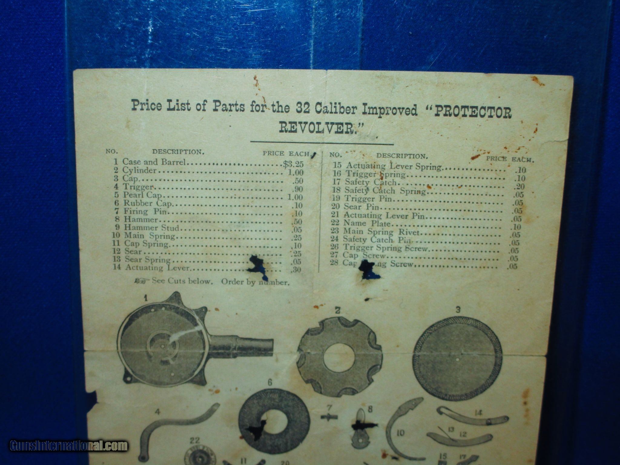Rare Chicago Fire Arms Co. Price List of Parts For The .32 Caliber ...