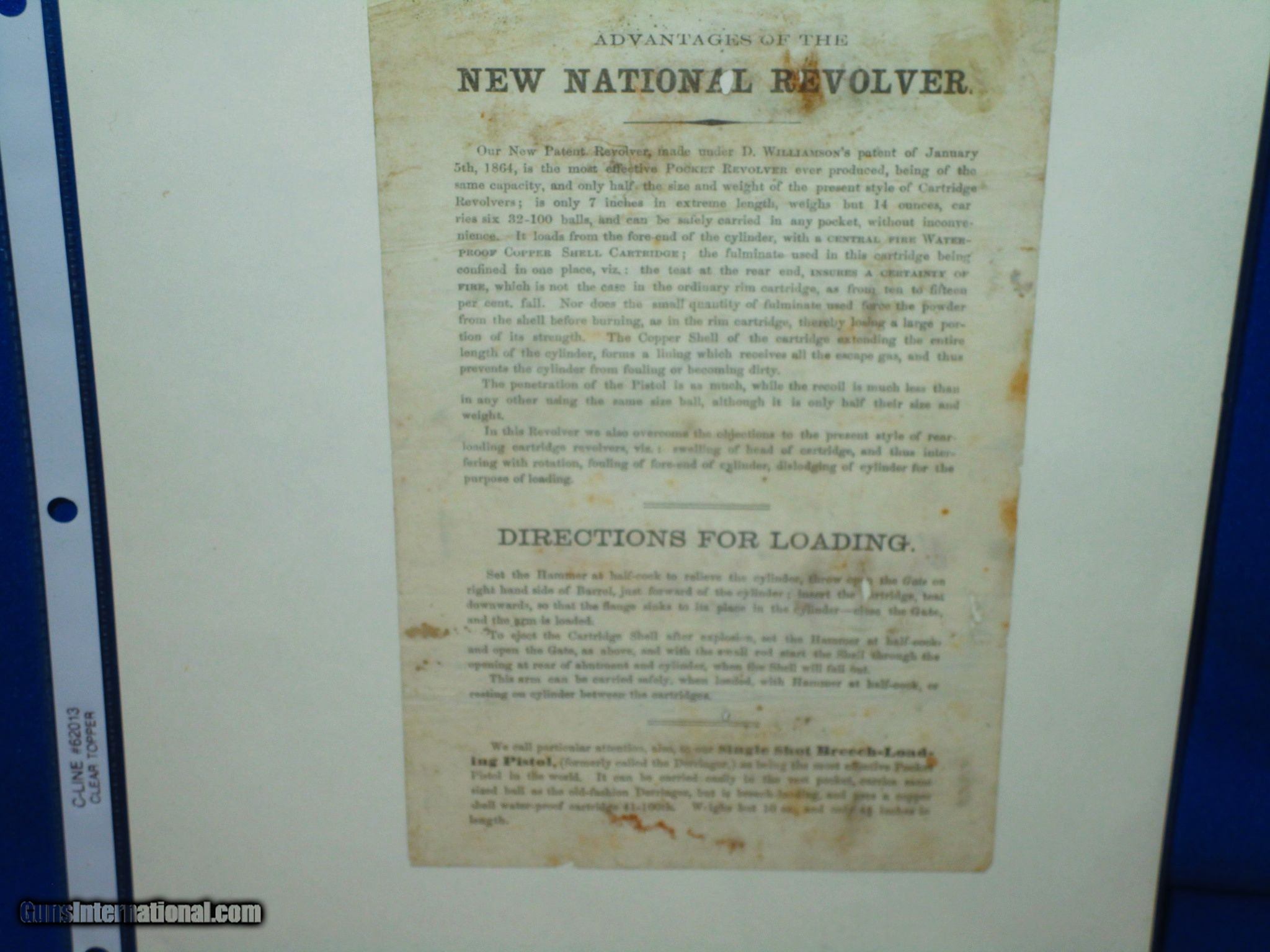 Civil War Broadside Explaining the Advantages & Directions For Loading ...
