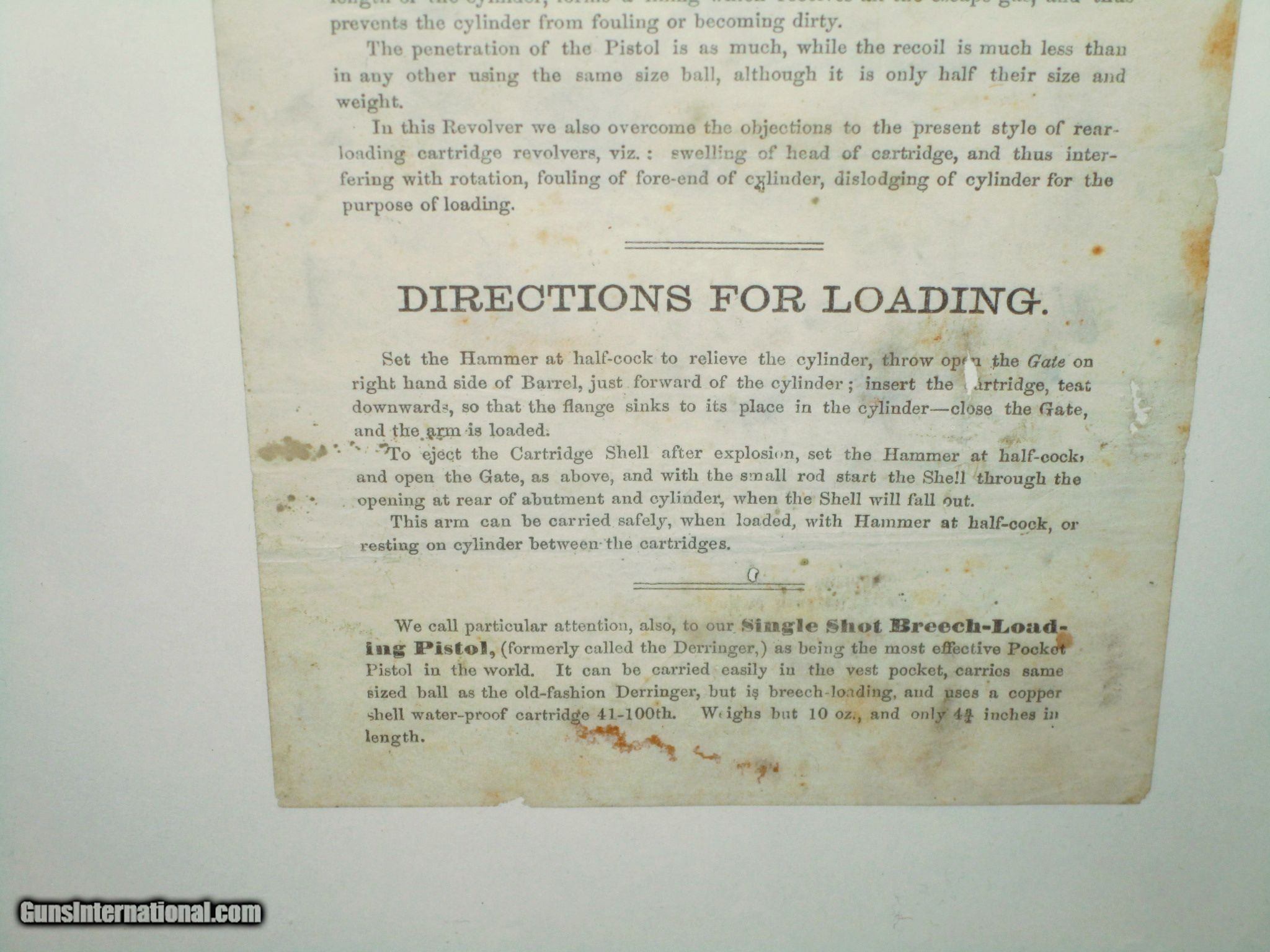 Civil War Broadside Explaining the Advantages & Directions For Loading ...