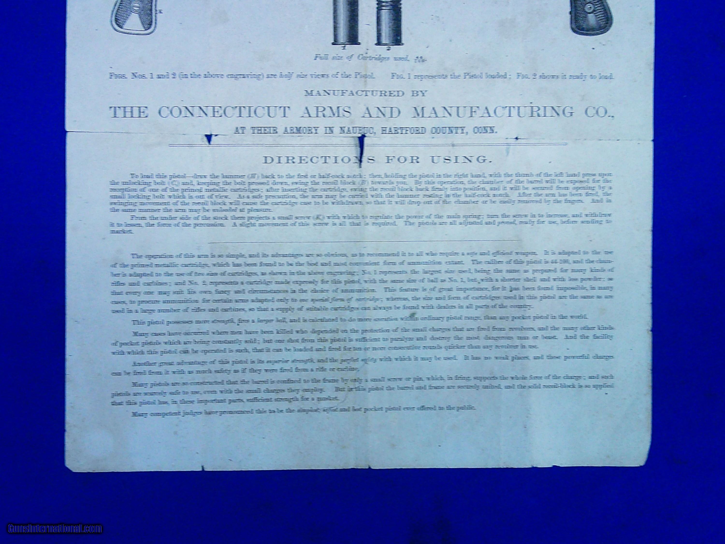 Civil War Factory Broadside For "THE HAMMOND BREECH-LOADING PISTOL" for ...