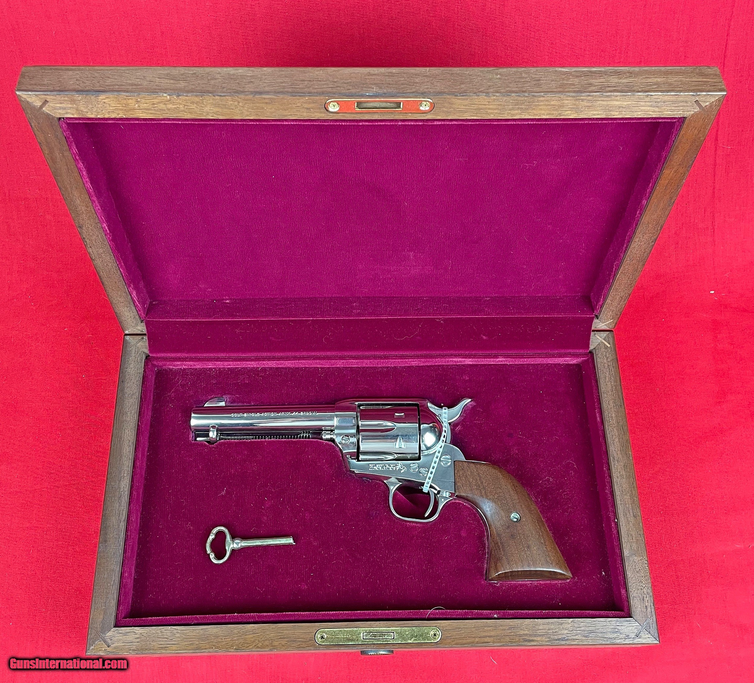 Colt SAA Gen 3 Nickel Finish 44 special w/ Custom Shop wood case and Colt Letter