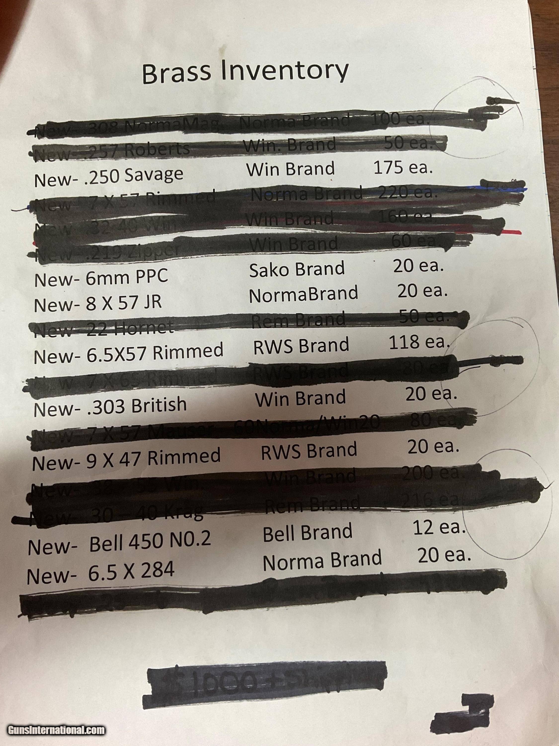 Assorted reloading brass in New condition. Remington, Winchester, RWS ...