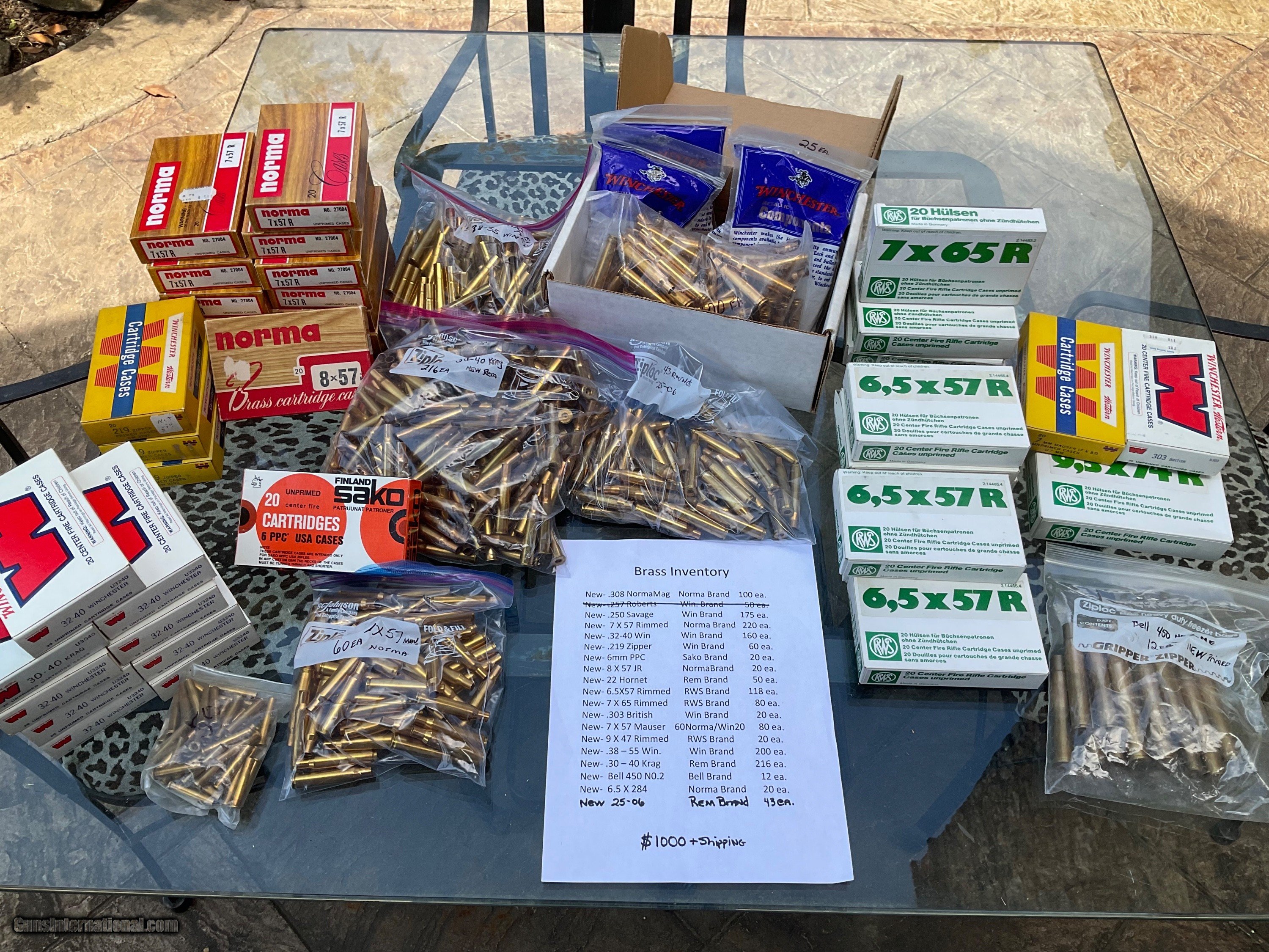 Assorted reloading brass in New condition. Remington, Winchester, RWS ...