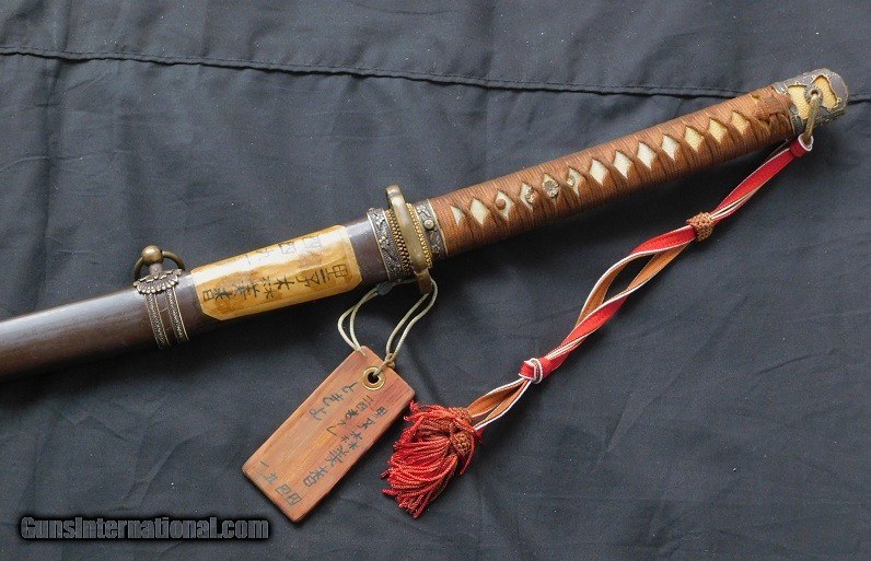 WW2 Japanese sword with identification tags to Jap soldier overall Ex++ ...