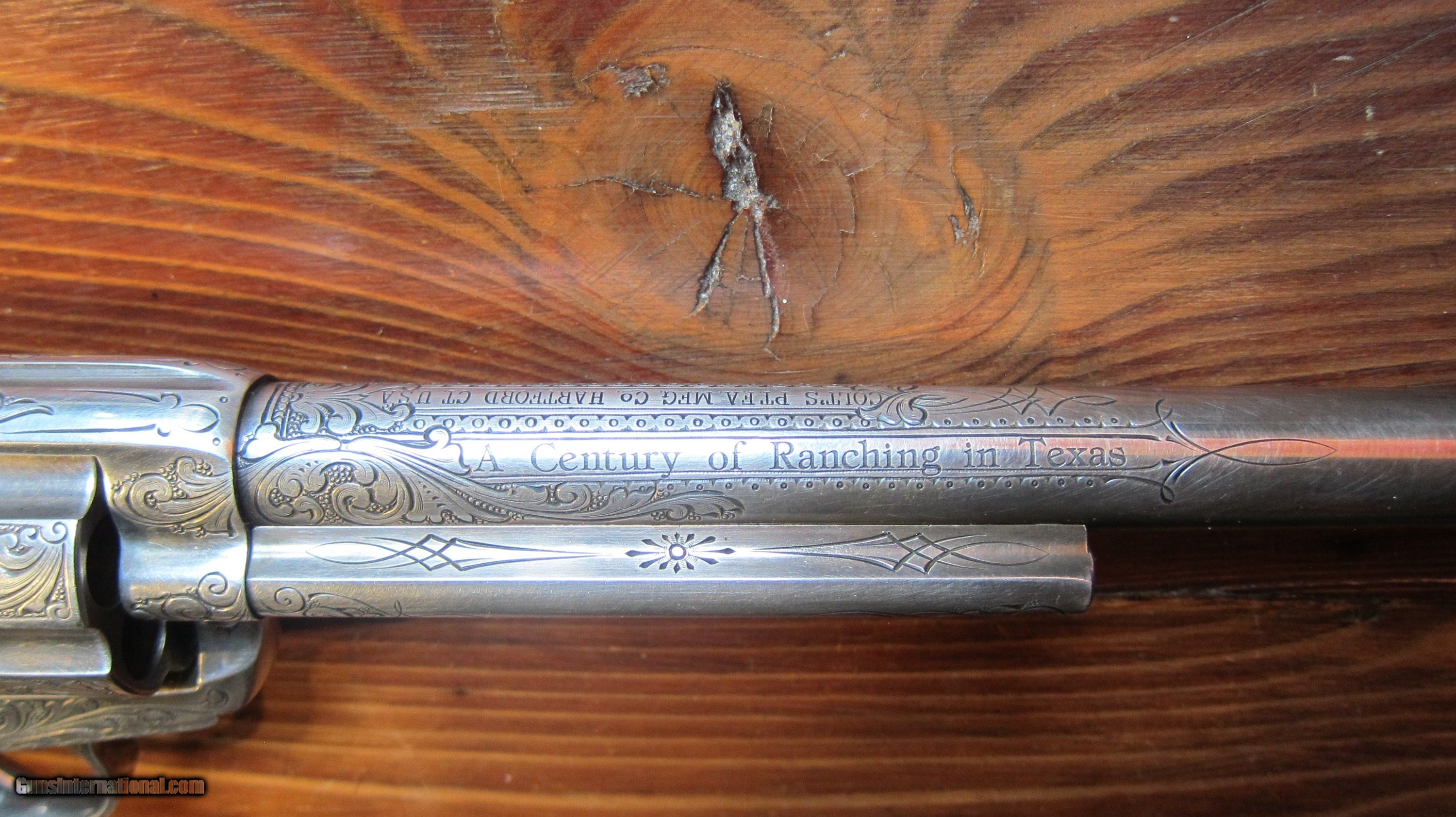 Colt single action Centennial engraving prototype for the Y.O. Texas ranch