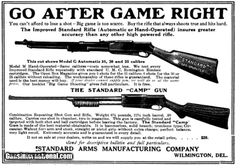 Standard Arms Model G Semi Auto .35 Remington-Very Fine-5,xxx