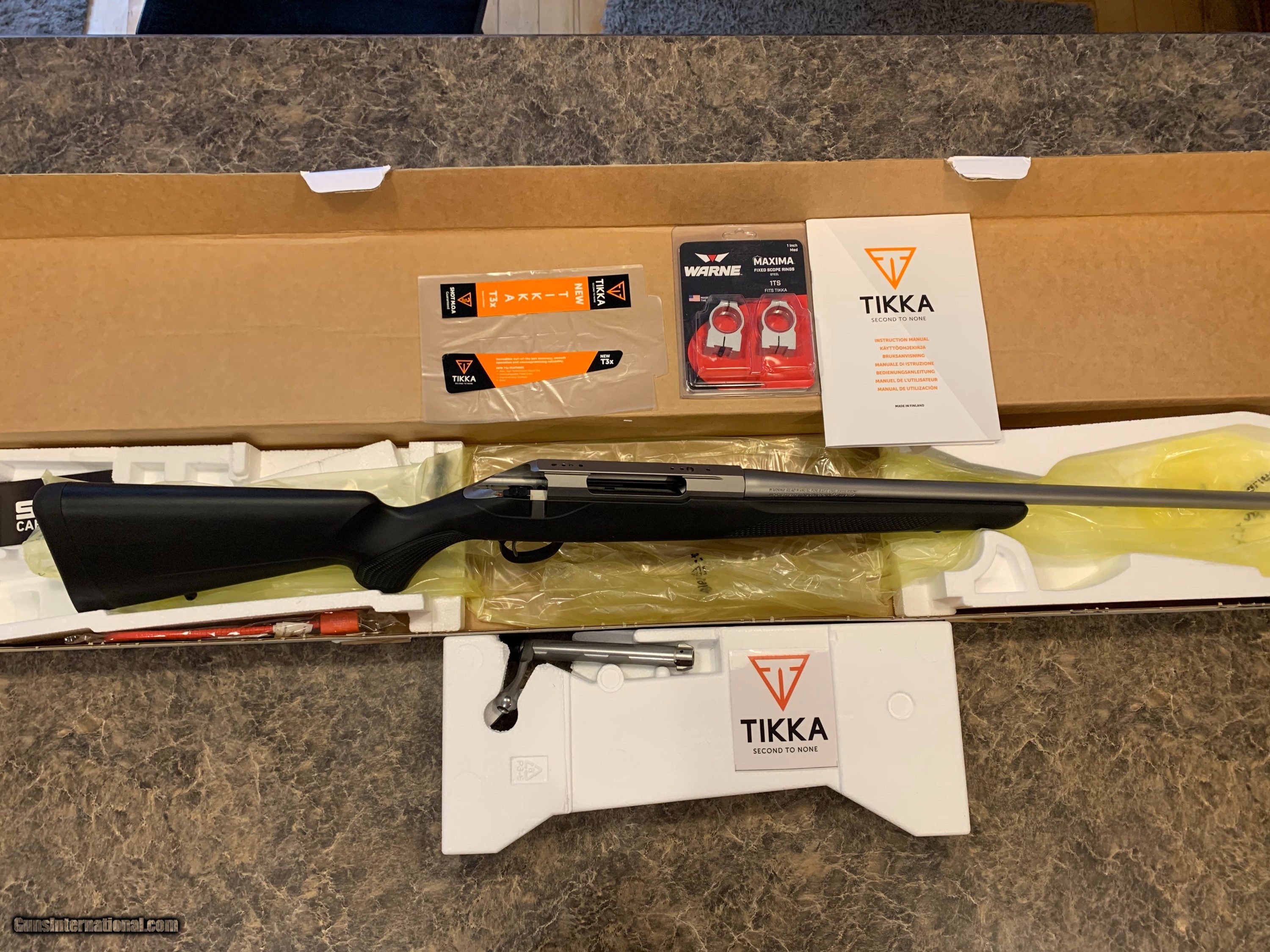 Tikka T3X Lite Stainless Steel 270 Winchester with medium Warne 1" Rings