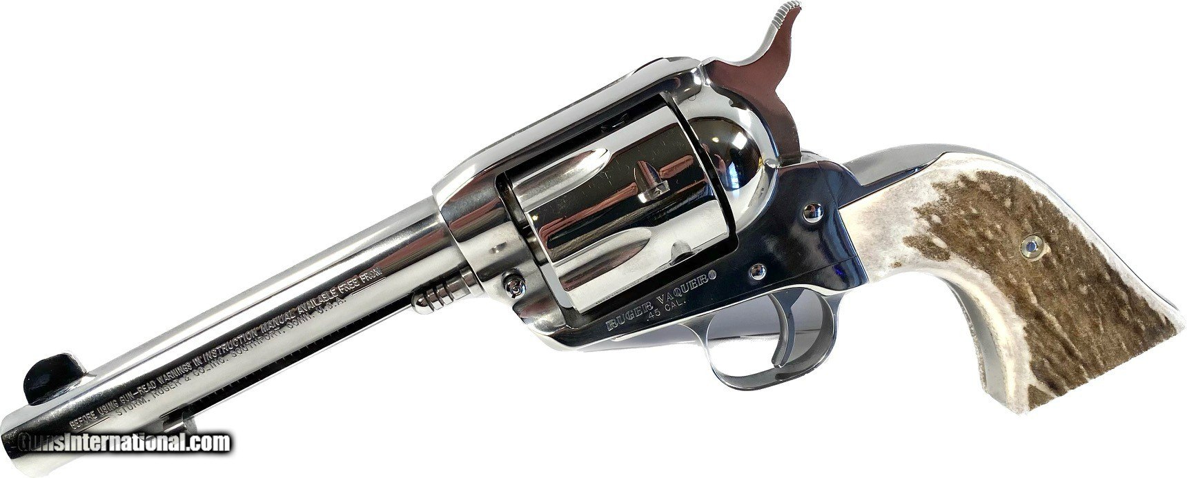 RUGER VAQUERO .45 LC, 5.5" bbl, Stainless Custom Elk Grips (and factory grips)