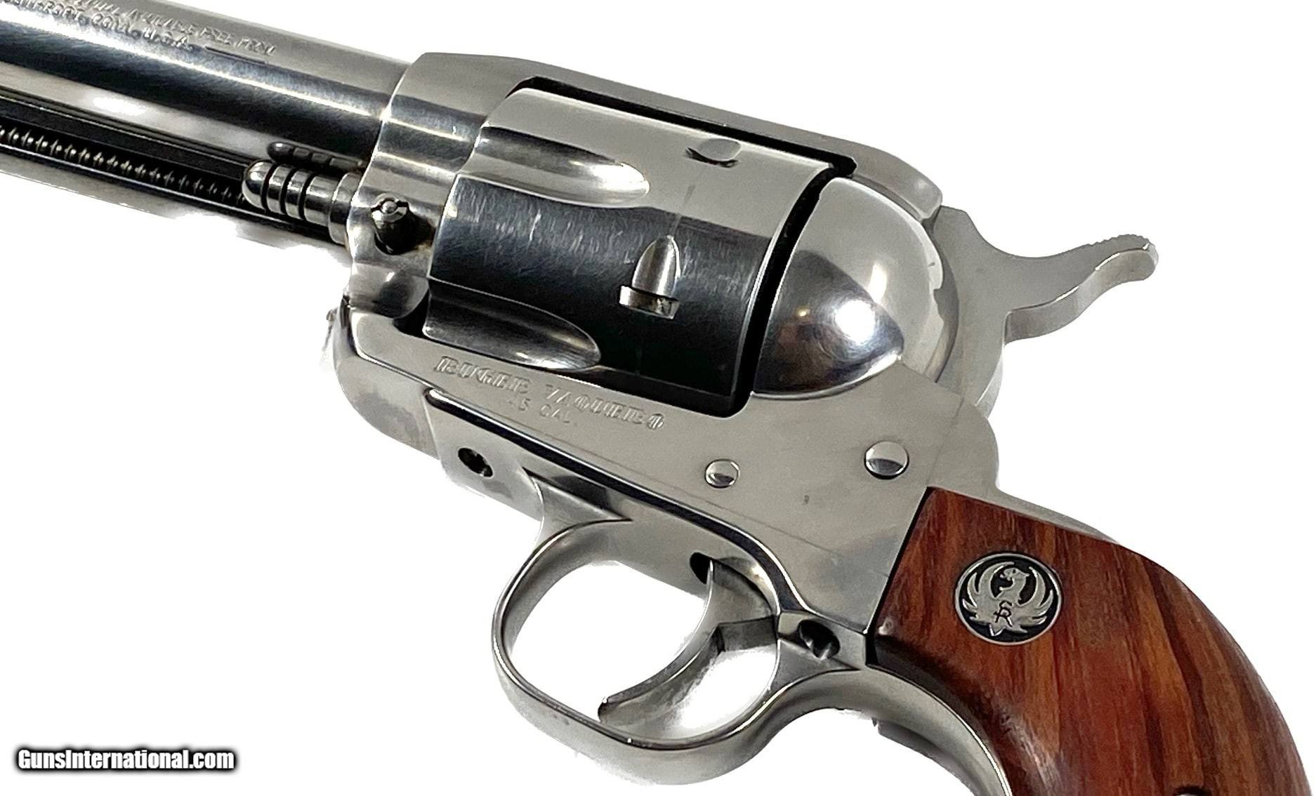 RUGER VAQUERO .45 LC, 5.5" bbl, Stainless Custom Elk Grips (and factory grips)