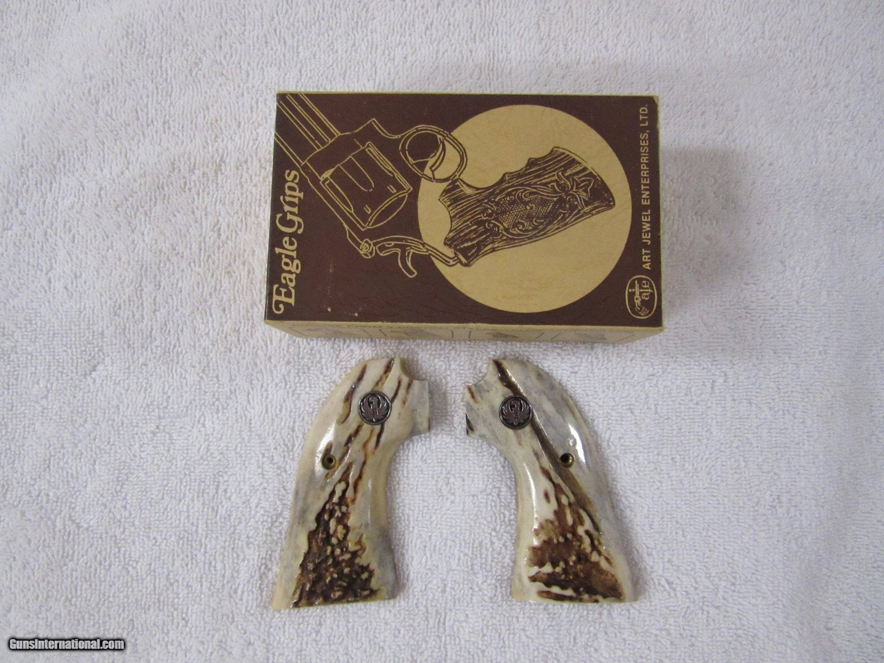 Ruger Bisley Sambar Stag Panel Grips with Medallions Eagle Grips, Inc