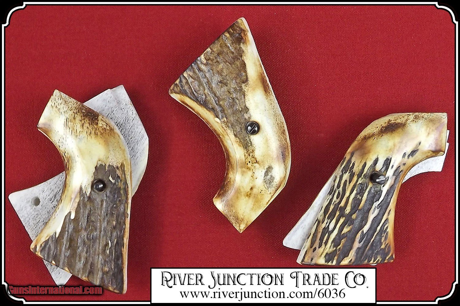 Old Vaquero and other Ruger Grips ~ Hand made Elk Horn two piece Grips w/ bark and fire kissed