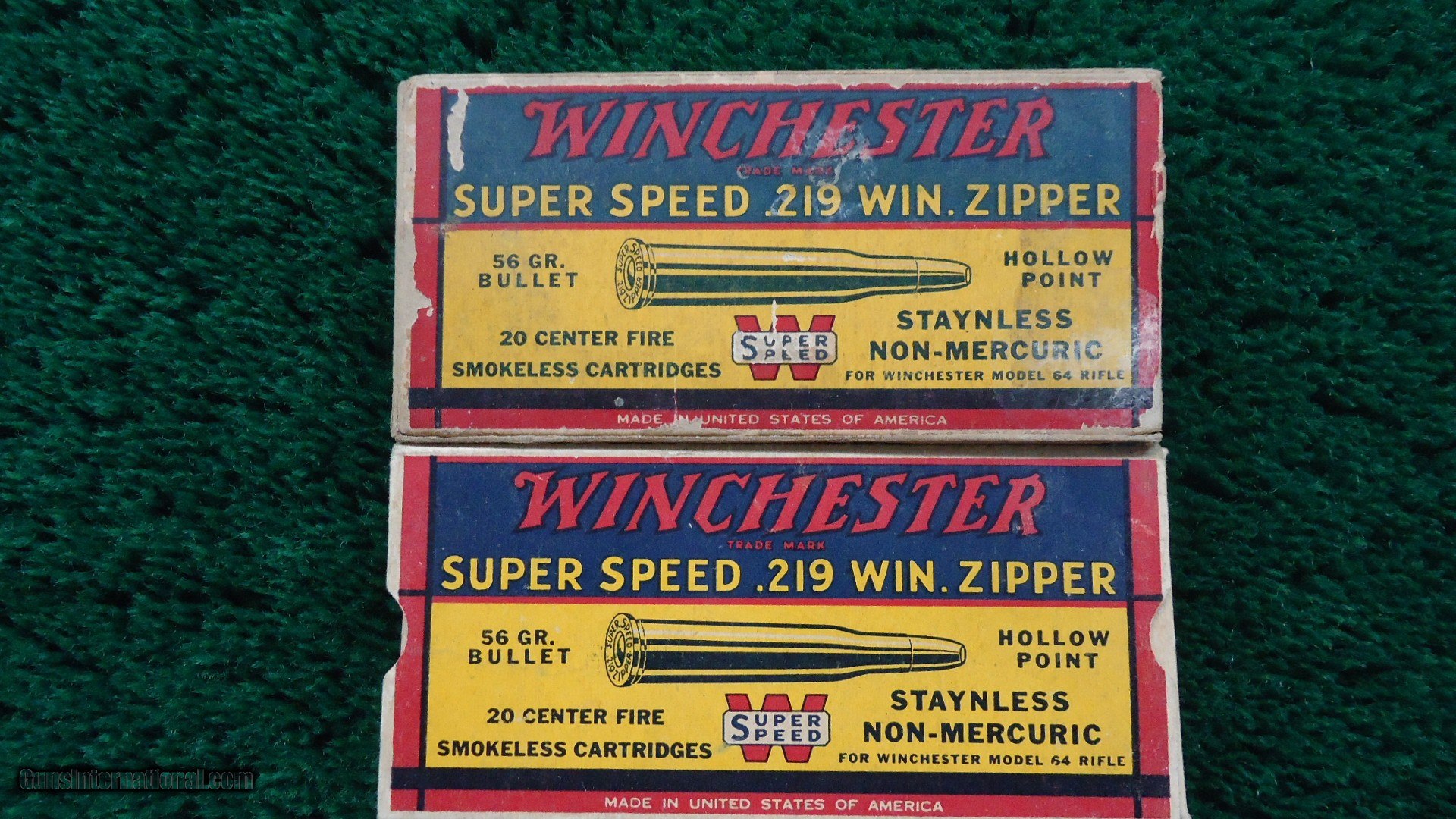 *Sale Pending* - 2 FULL BOXES OF VINTAGE WINCHESTER 219 WIN ZIPPER AMMO