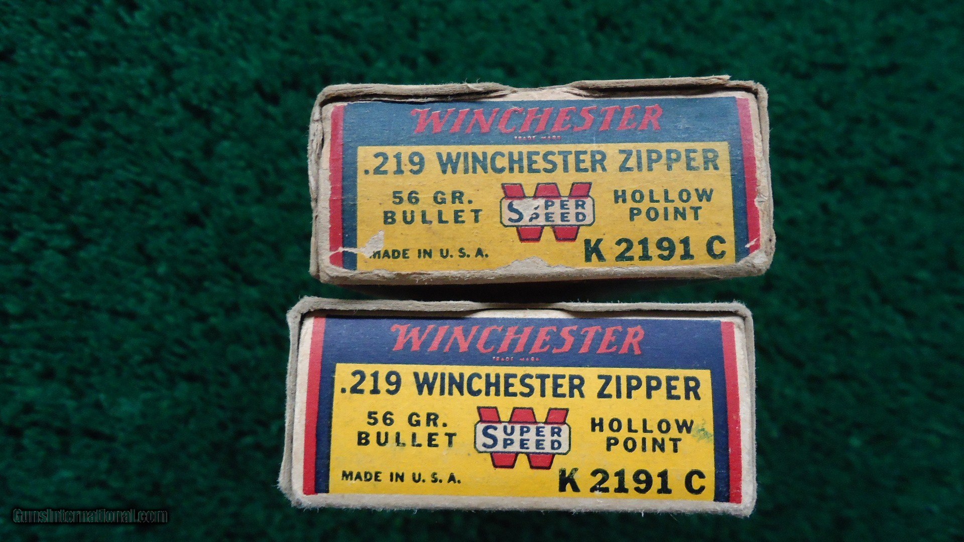 *Sale Pending* - 2 FULL BOXES OF VINTAGE WINCHESTER 219 WIN ZIPPER AMMO