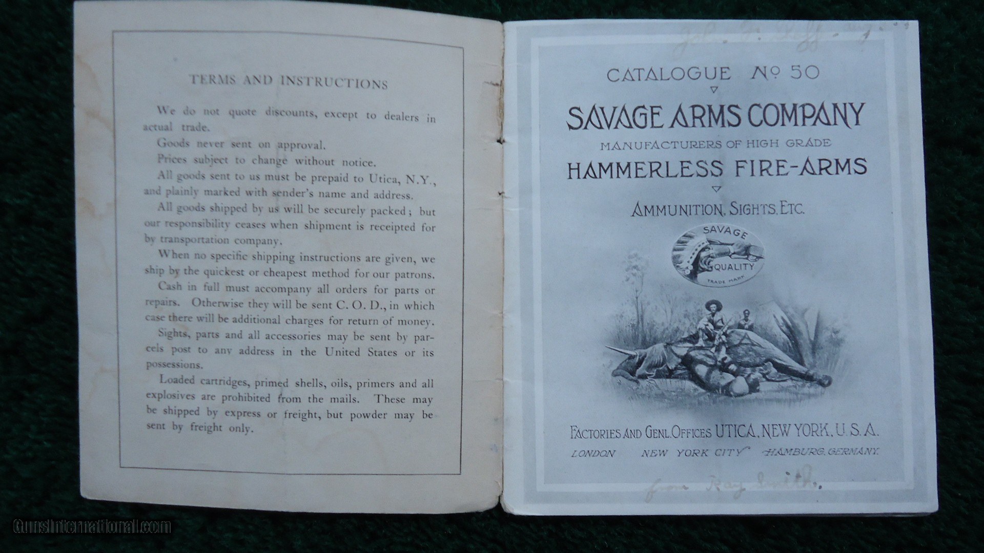 COLLECTION OF VINTAGE SAVAGE ARMS COMPANY CATALOGUES AND PAMPHLETS