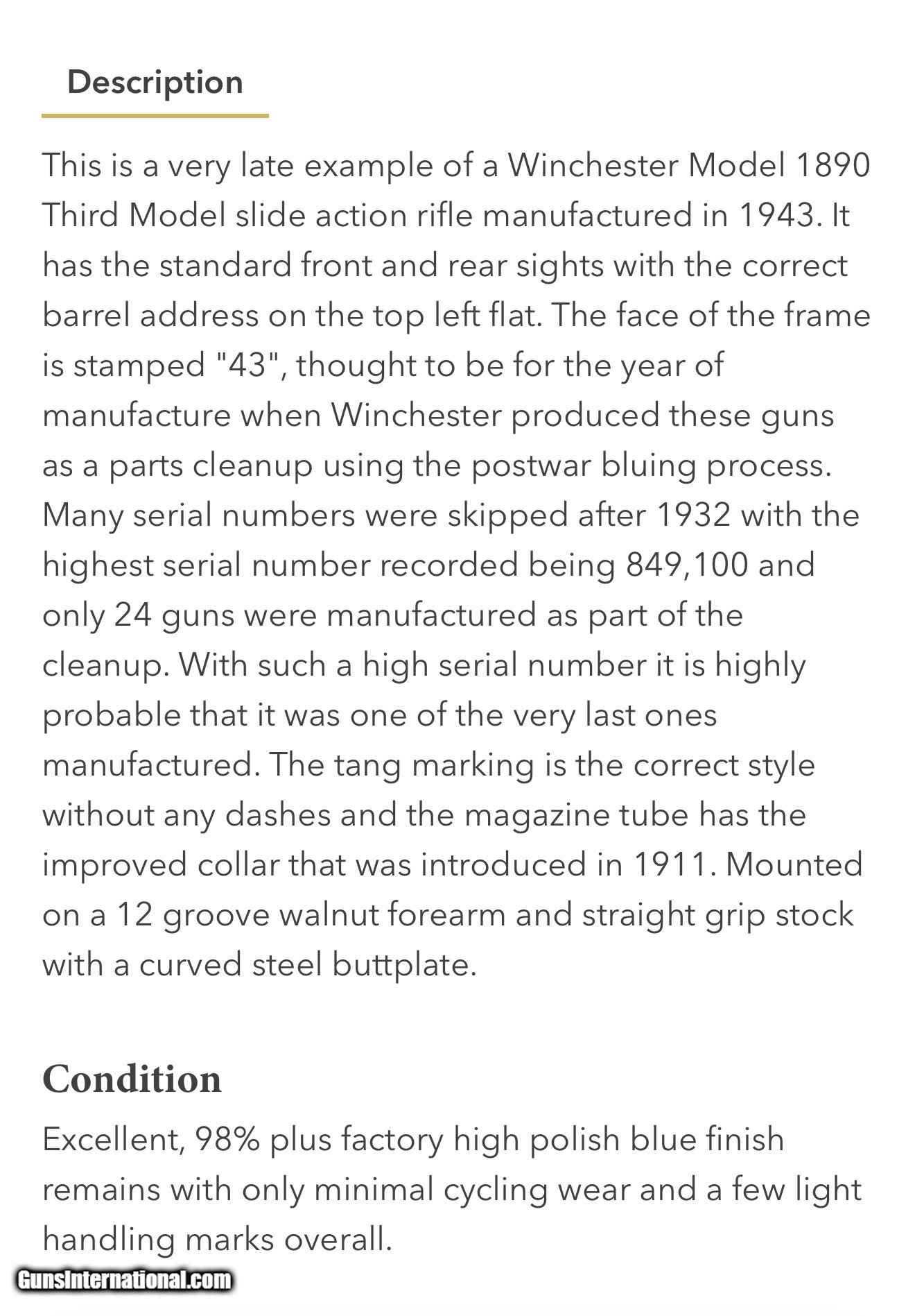 Winchester 1890 Model 90 All Original and like NEW Unicorn! for sale