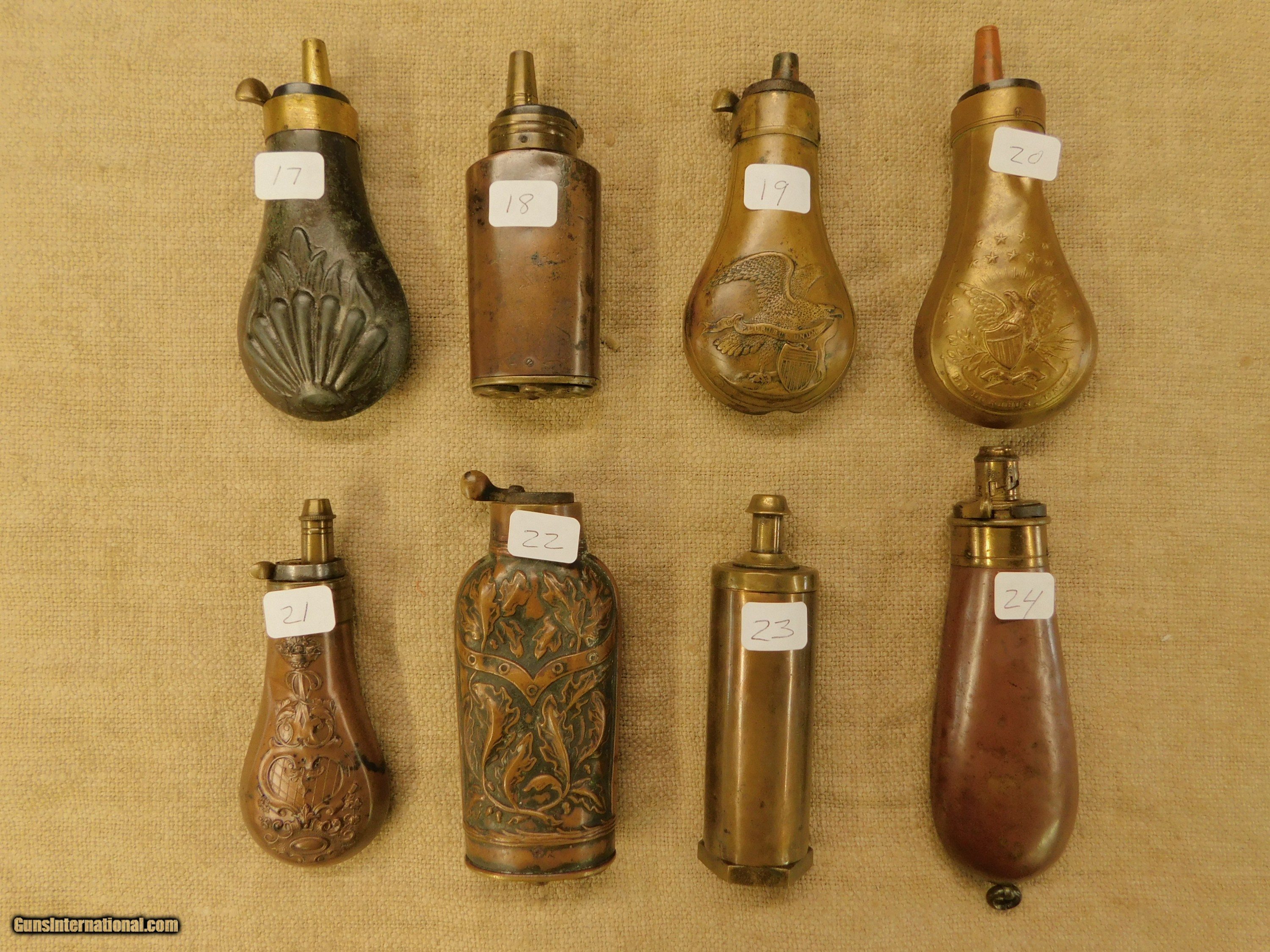 Lot of 8 Powder Flasks