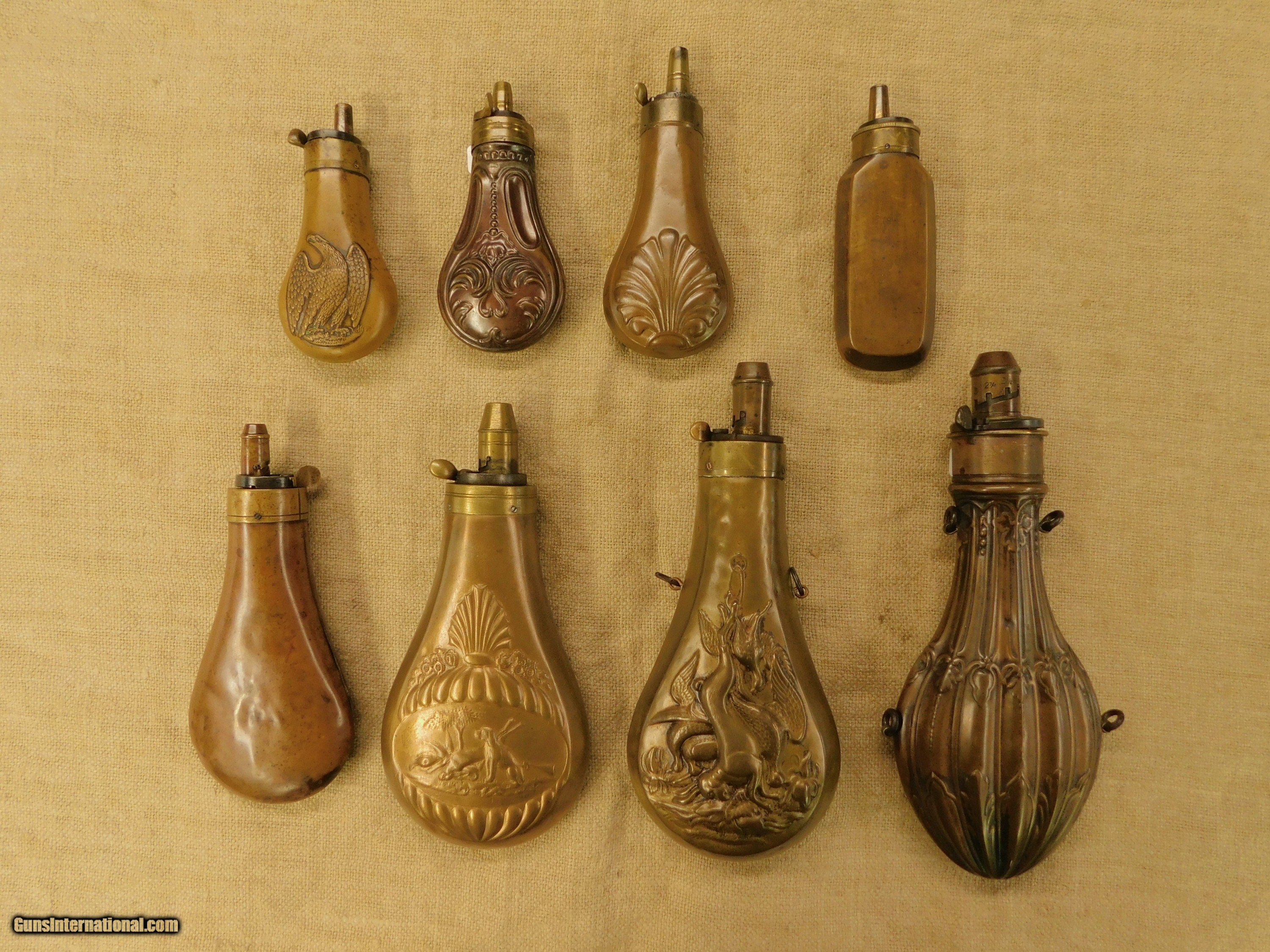 Lot of 8 Powder Flasks