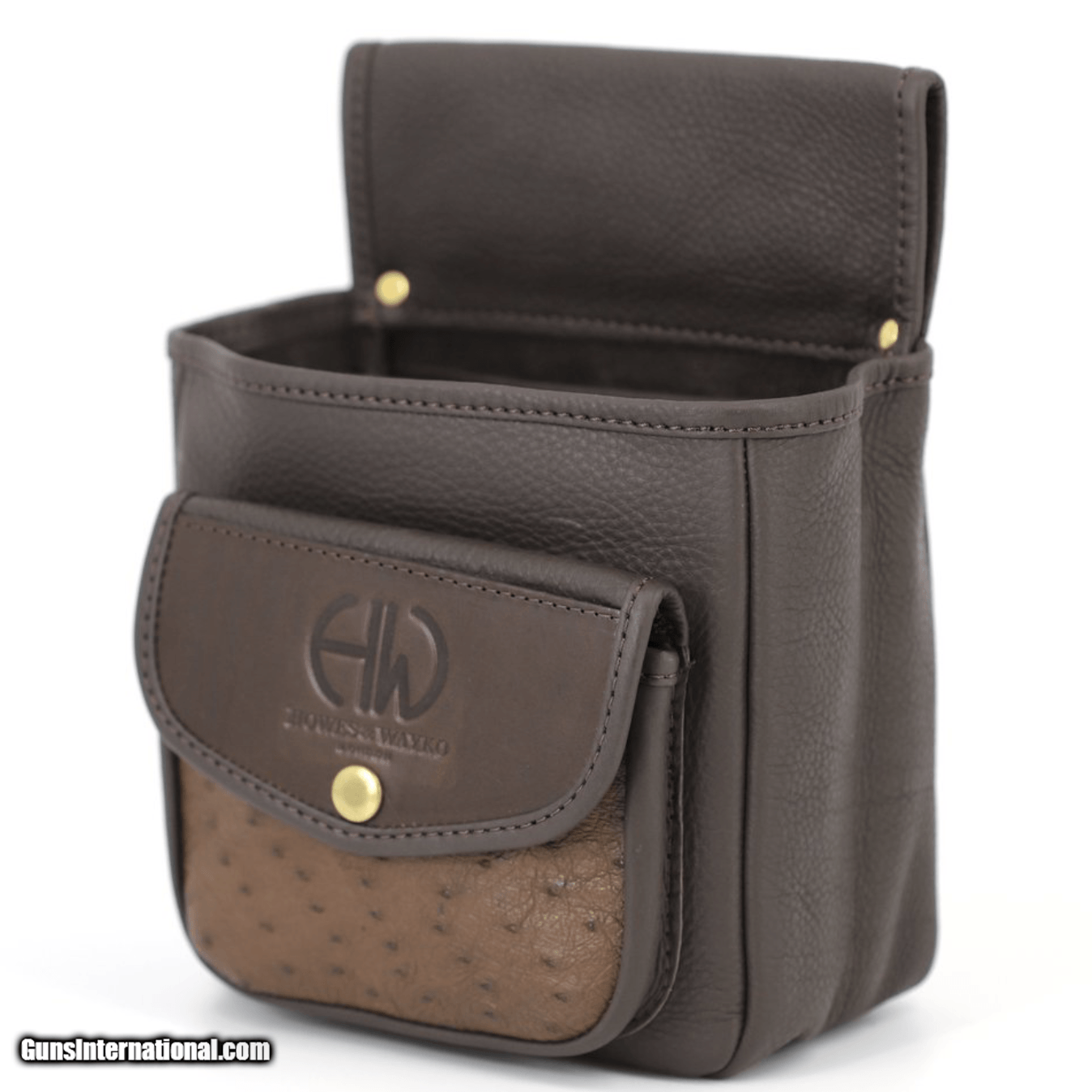 Leather pouch, Leather shell pouch, Leather Shell Holder With Ostrich