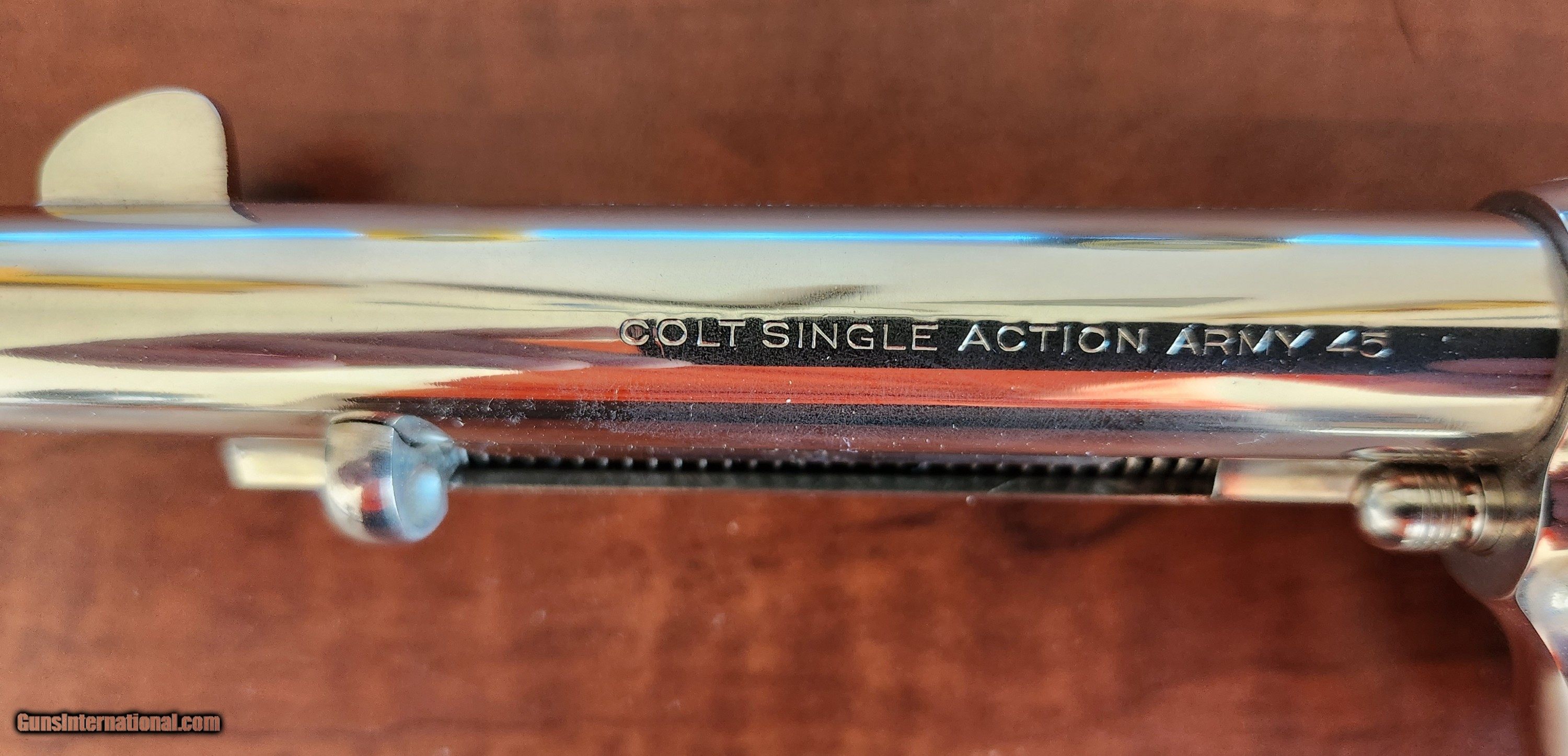 1957 Colt Single Action Army revolver. .45 Colt, 5.5 barrel, Rare Nickel Finish, Stagecoach Box