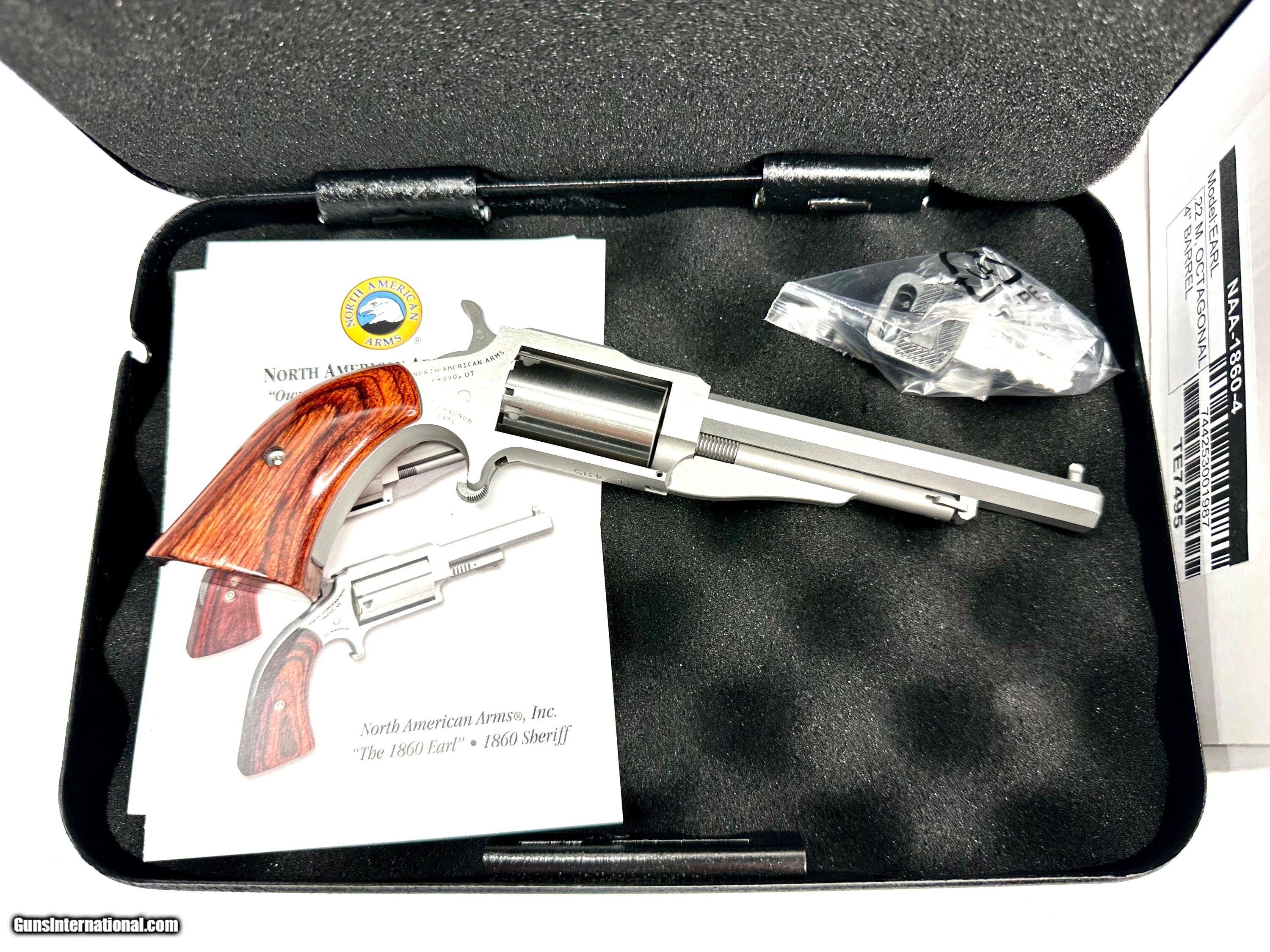 Earl .22 Mag 4" Octagon barrel NAA Revolver with lock box