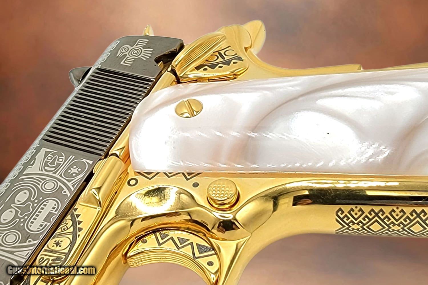 CHARLES DALY - 24K Gold & Black Chrome Plated 1911 - MAYAN AZTEC Engraved